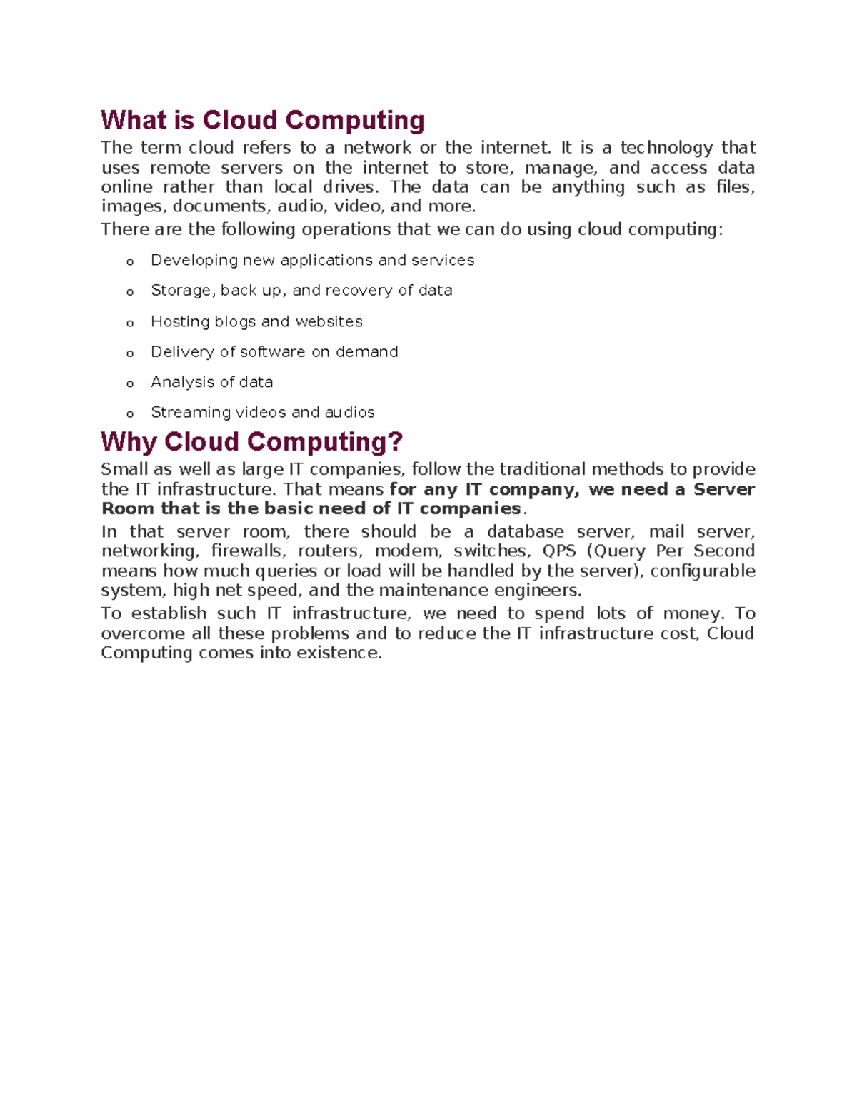 What is Cloud Computing -new - What is Cloud Computing The term cloud refers to a network or the ...