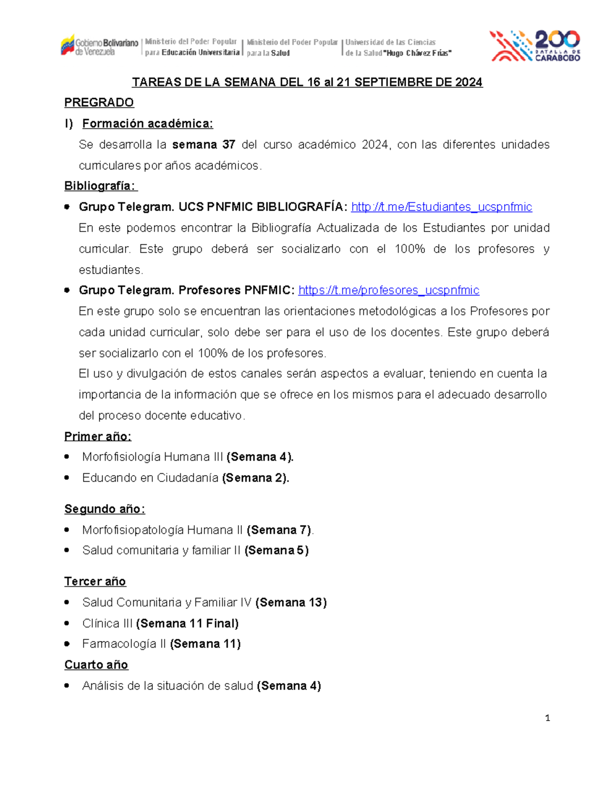 Tareas de la semana 37-24 - TAREAS DE LA SEMANA DEL 16 al 21 SEPTIEMBRE ...
