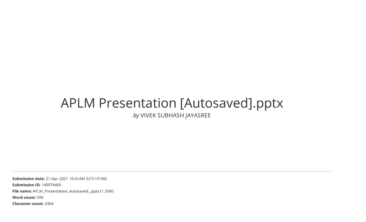 APLM Presentation - pptx by VIVEK SUBHASH JAYASREE Submission date: 21 ...