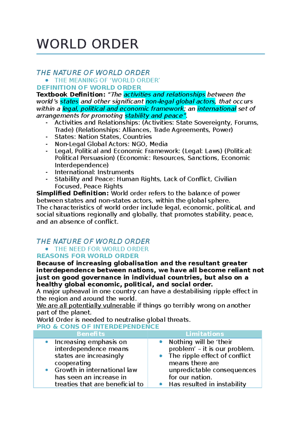 World Order - School - WORLD ORDER THE NATURE OF WORLD ORDER THE ...