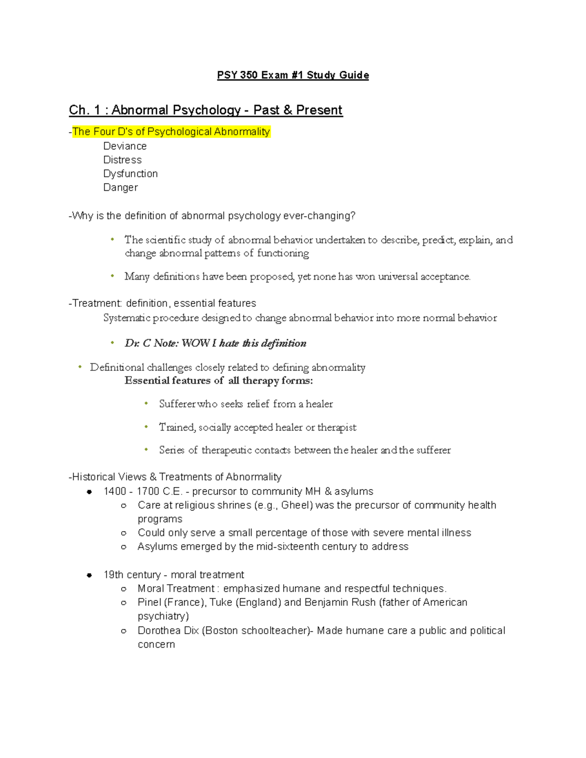 Copy of Exam #1 Study Guide - PSY 350 Exam #1 Study Guide Ch. 1 ...