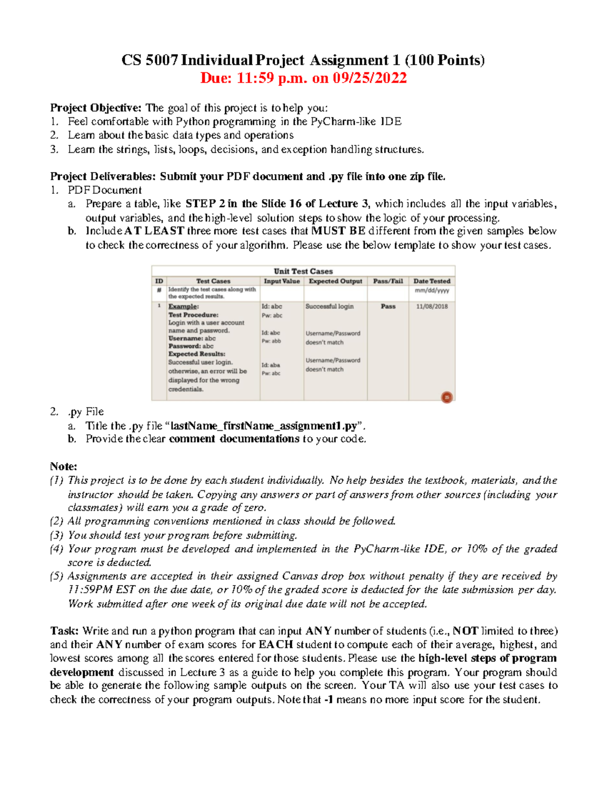 CS 5007 - Individual Project Assignment 1 - on 09/25/ Project Objective ...