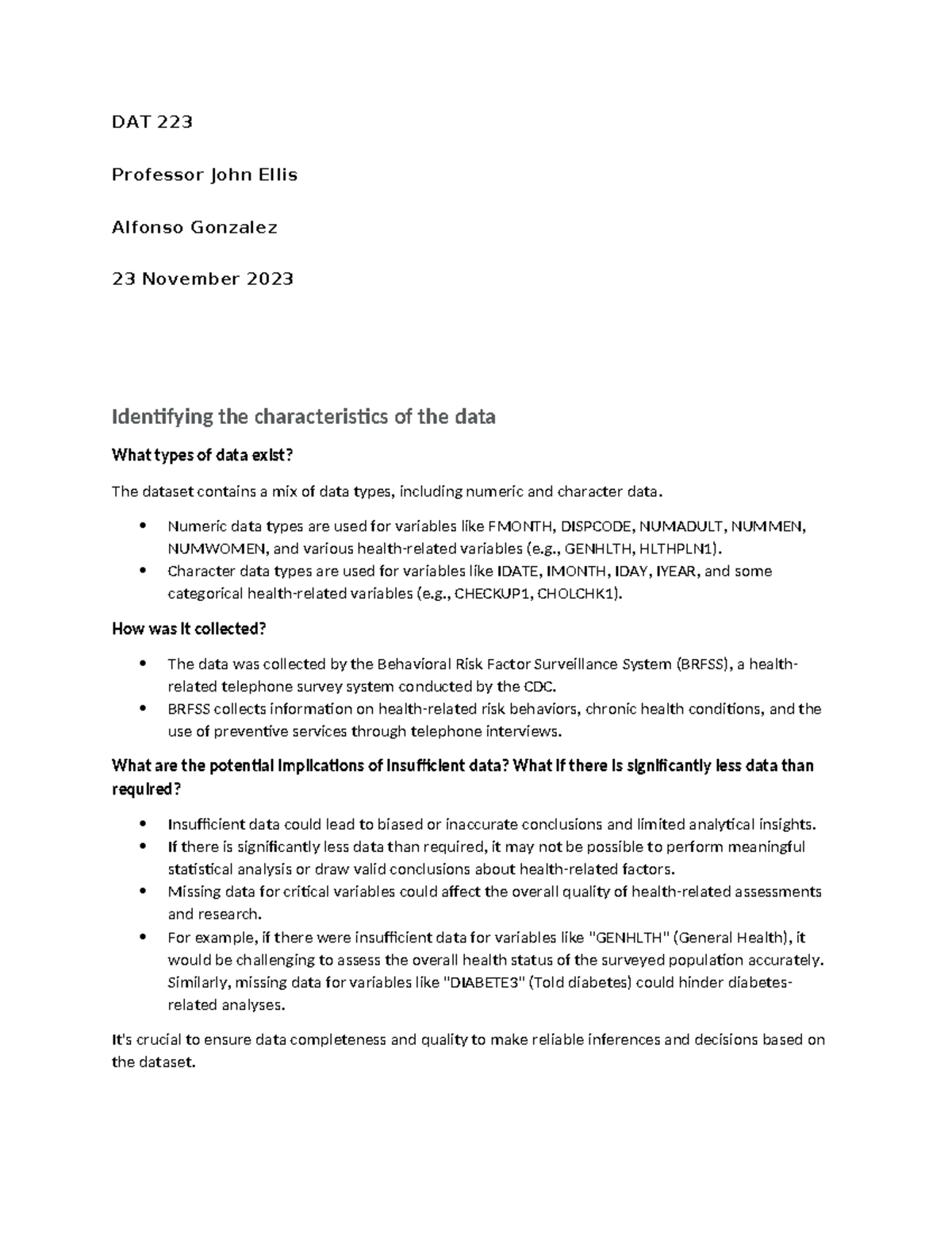 Module 5 Assignment data timeline - DAT 223 Professor John Ellis ...