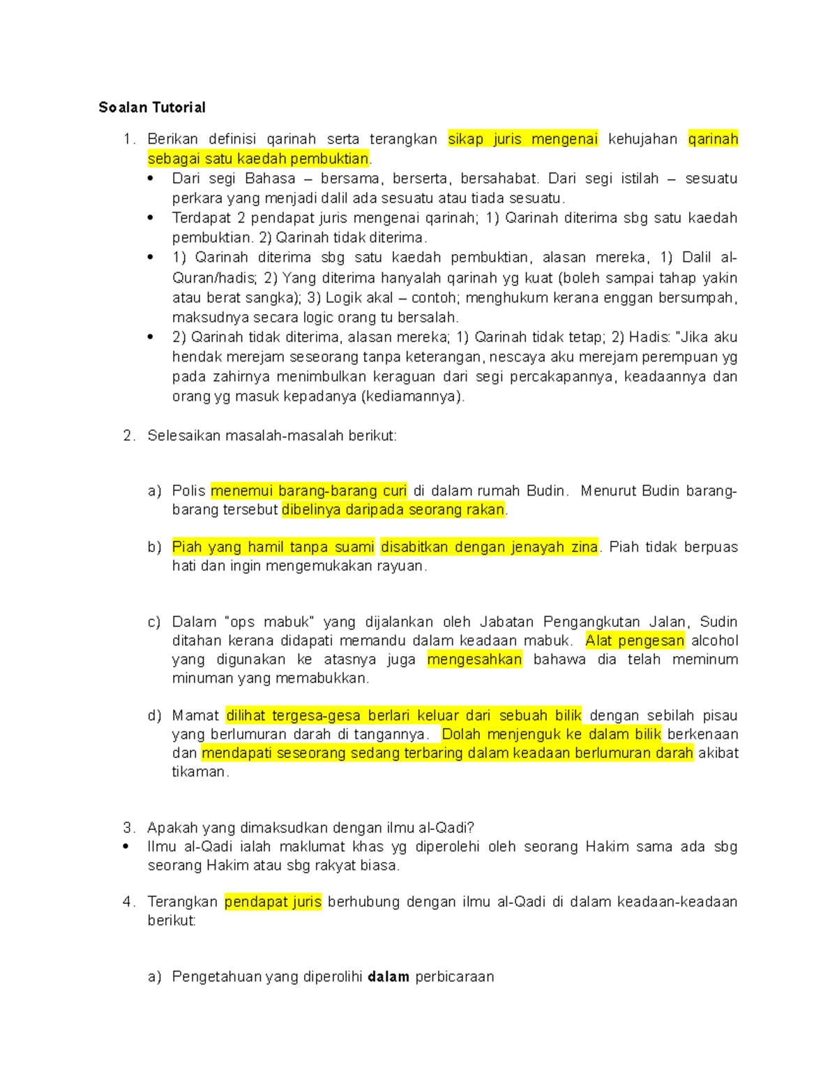 qarinah dan ilmu al qadi - Soalan Tutorial Berikan definisi qarinah serta terangkan sikap juris ...