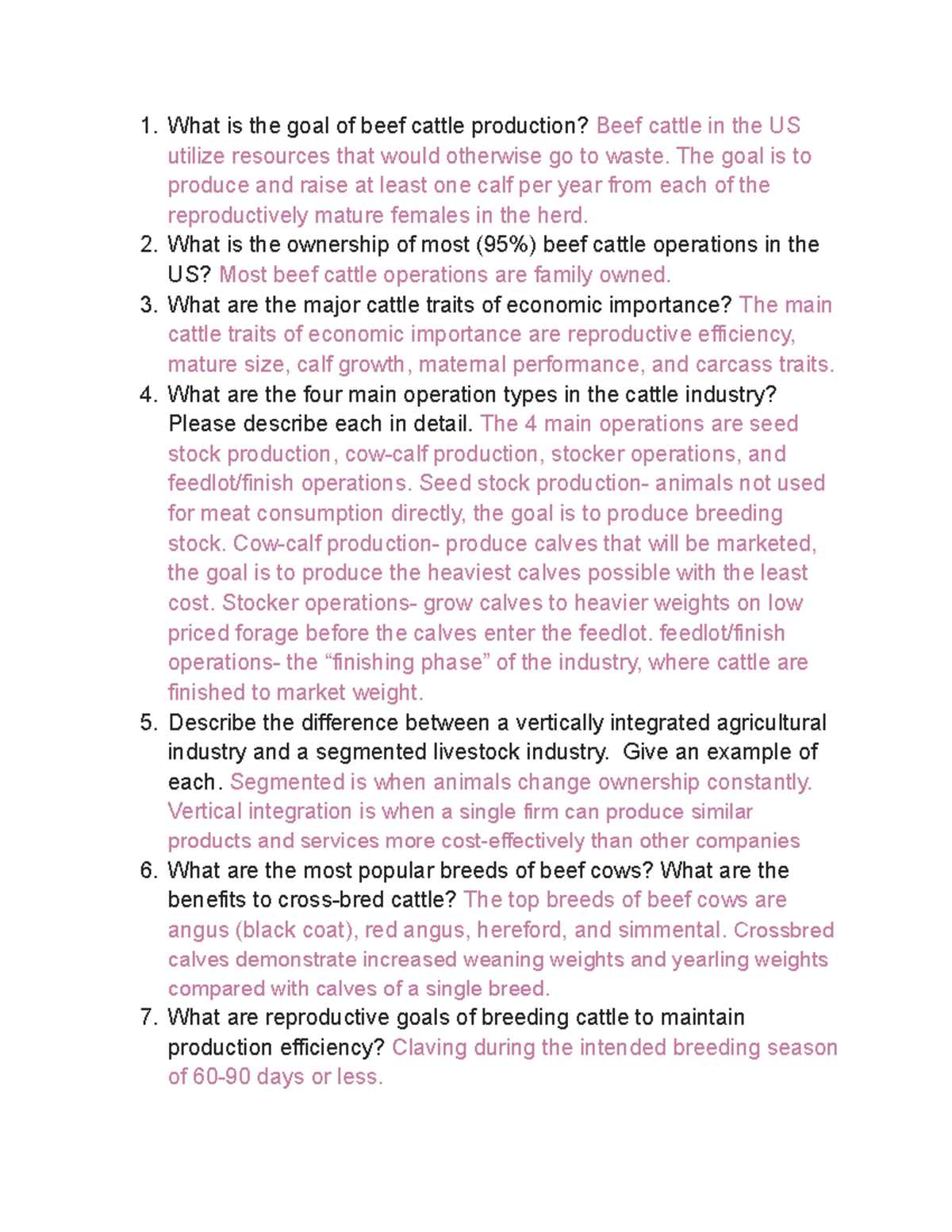 Chapter 12 notes - What is the goal of beef cattle production? Beef ...
