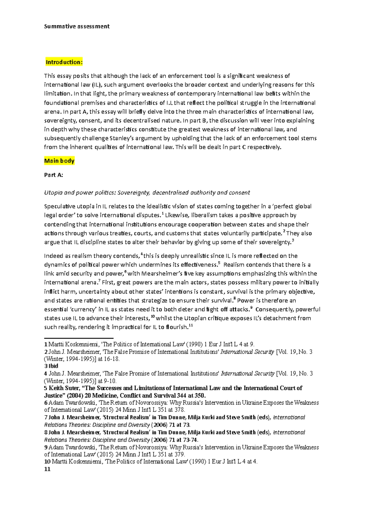 Summative essay - Introduction: This essay posits that although the ...