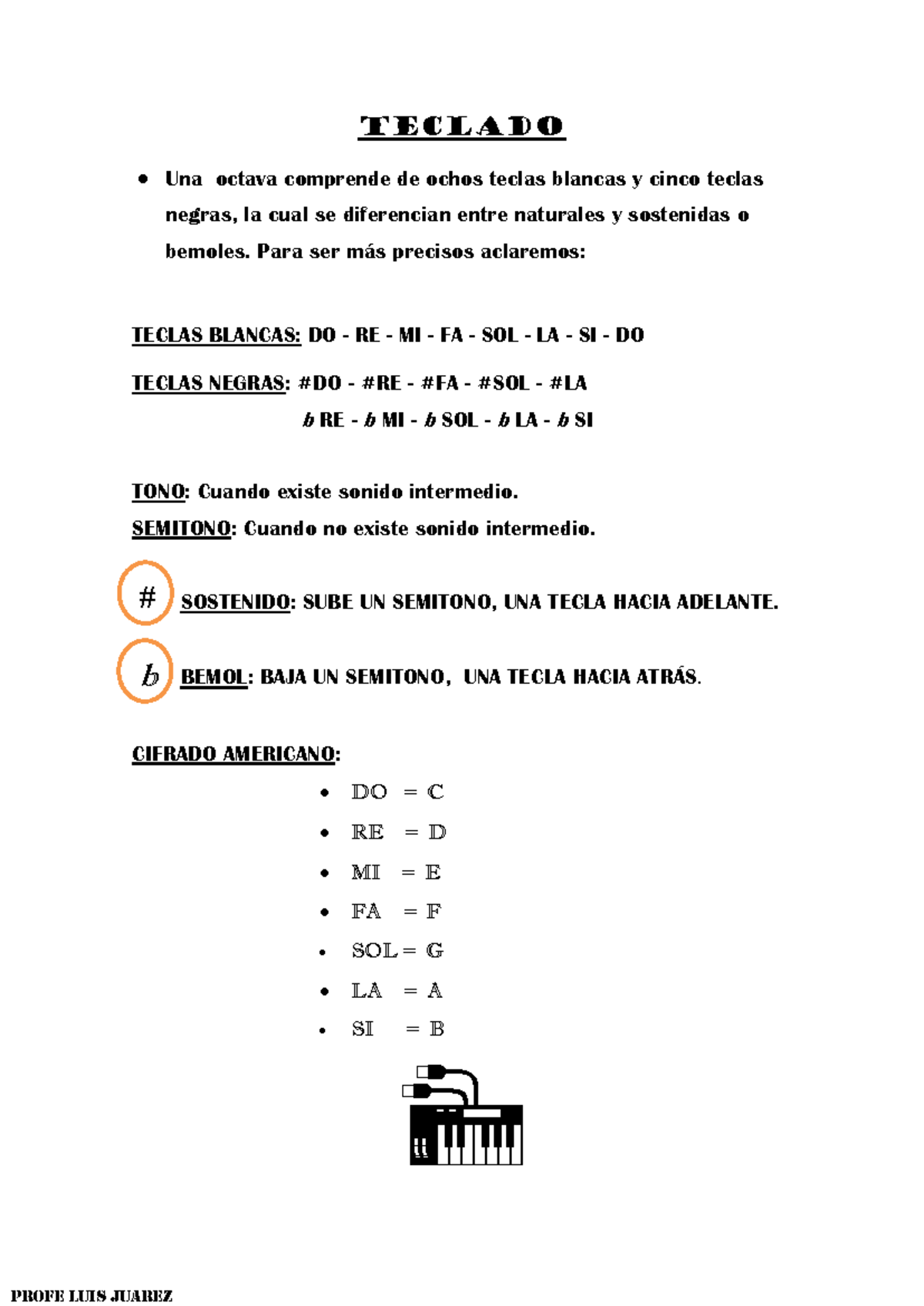 Teoria Teclado Completo - TECLADO Una octava comprende de ochos teclas ...