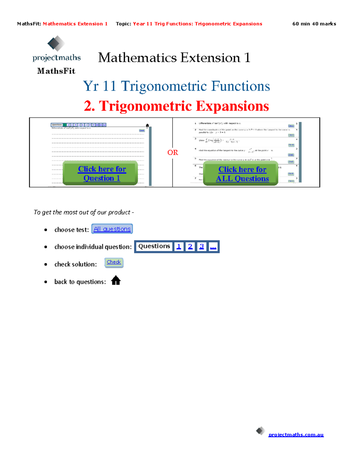 Year 11 Trig Functions 2 Trigonometric Expansions MX Maths Fit ...