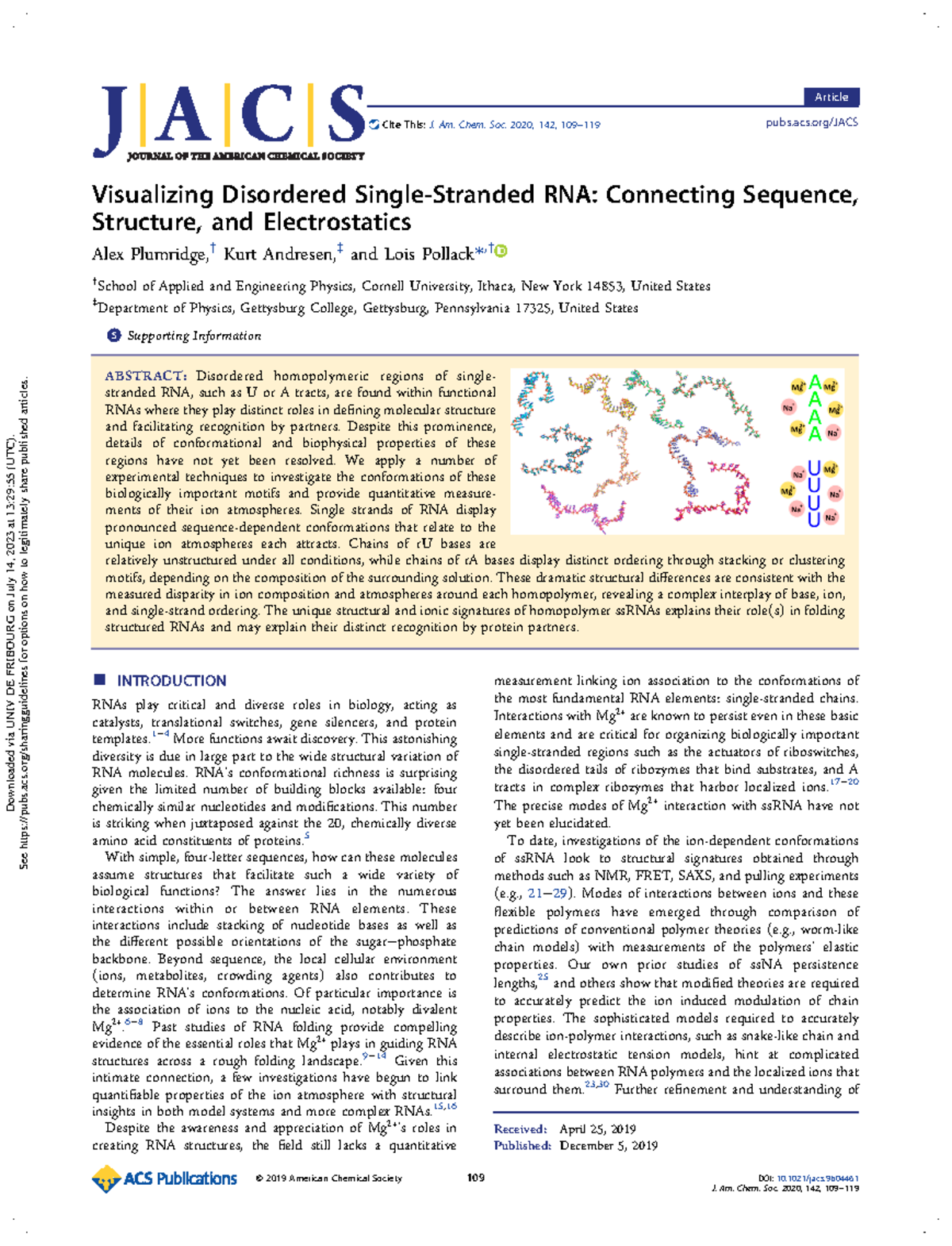 Jacs - paper - Visualizing Disordered Single-Stranded RNA: Connecting Sequence, Structure, and ...