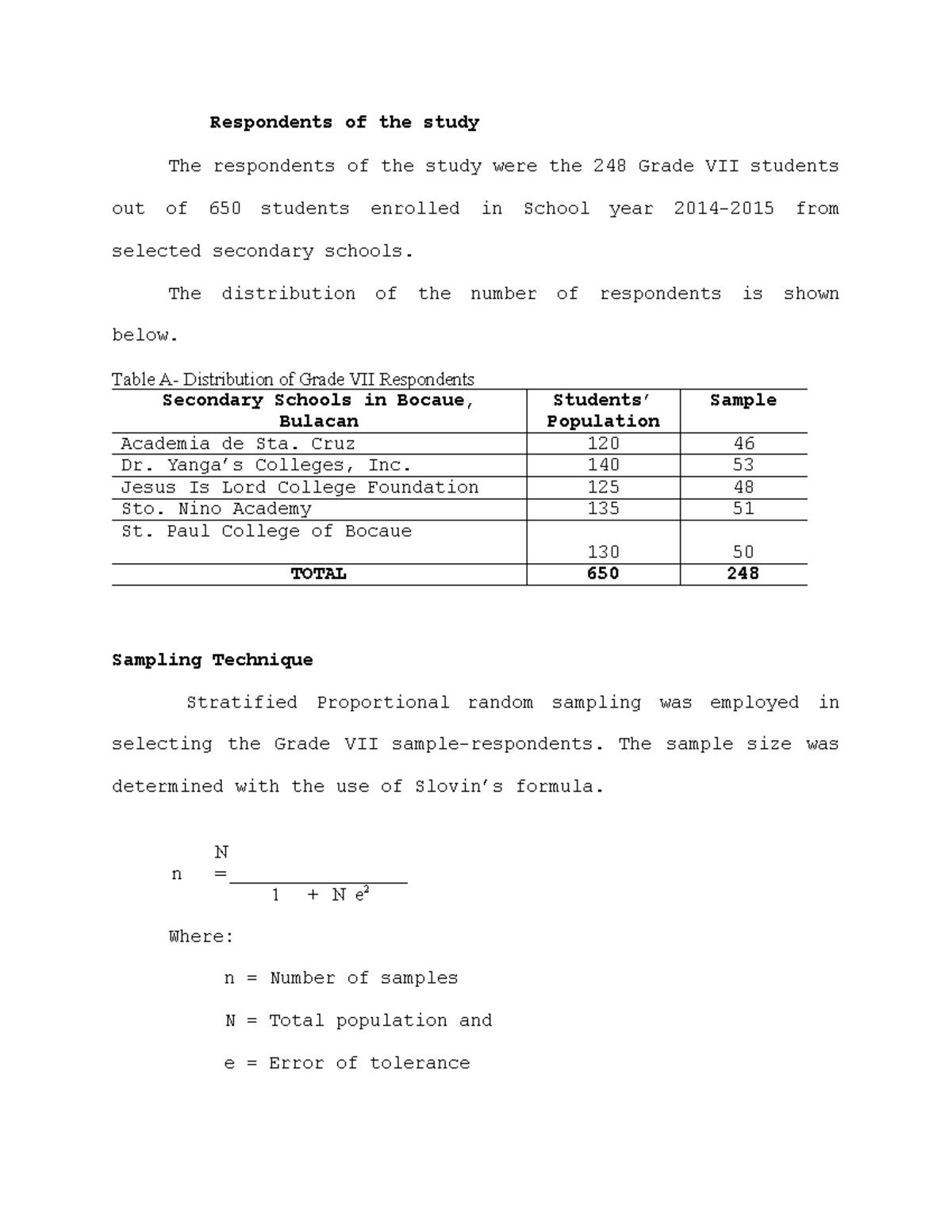 Sampling technique - give - Respondents of the study The respondents of ...