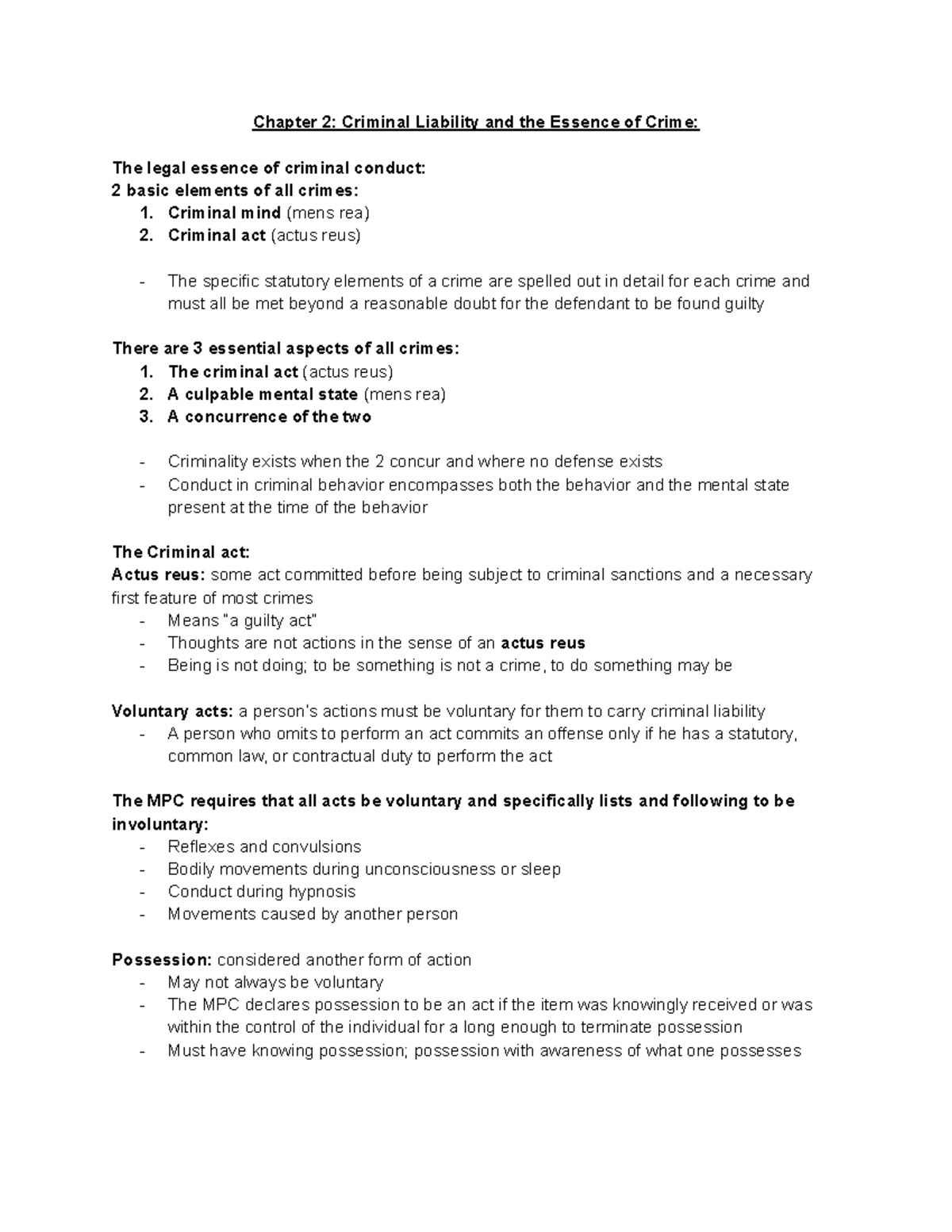 Criminal Law Chapter 2 - presentation notes - Chapter 2: Criminal ...