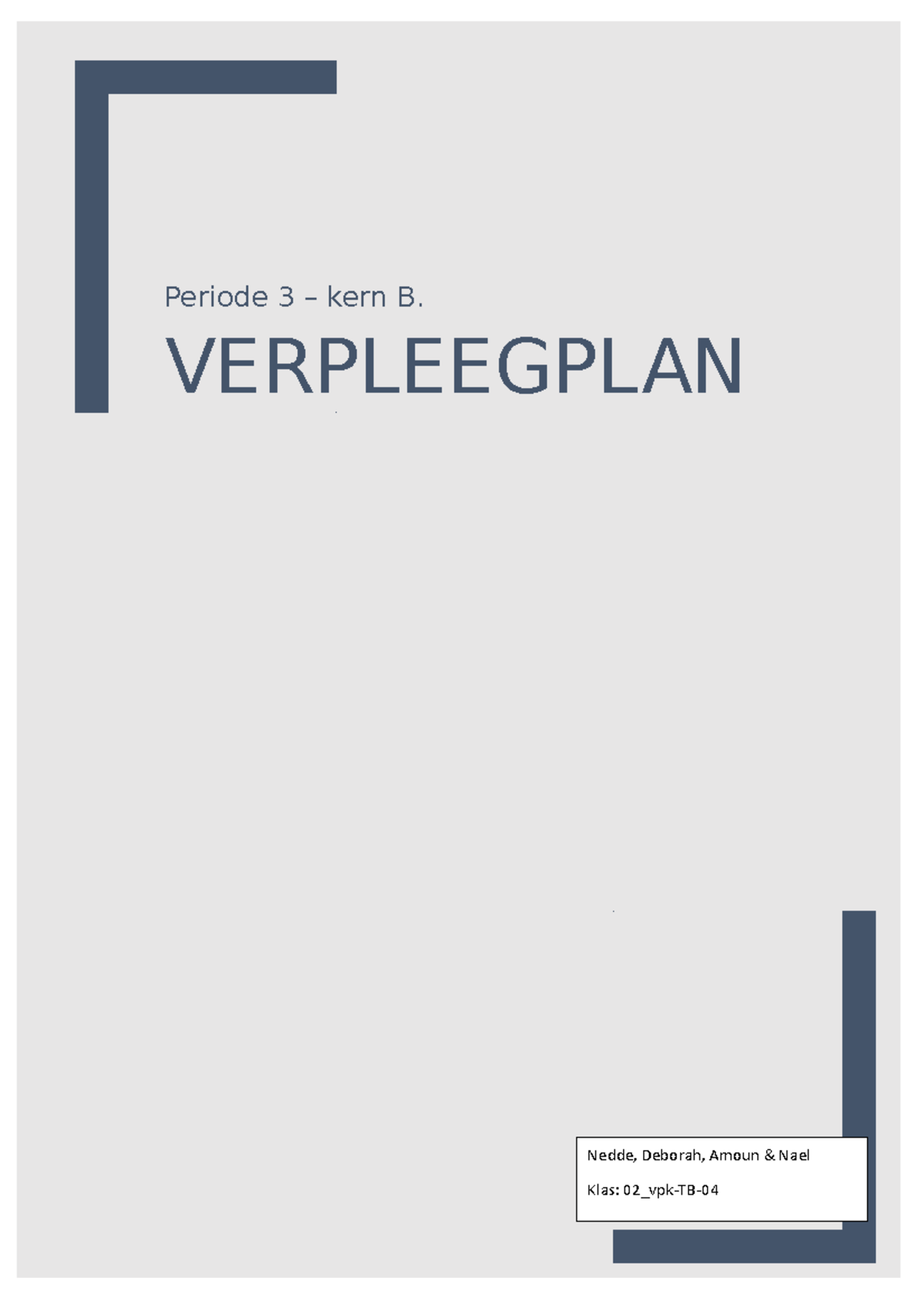Verpleegplan Sjef - Periode 3 – kern B. VERPLEEGPLAN Nedde, Deborah ...