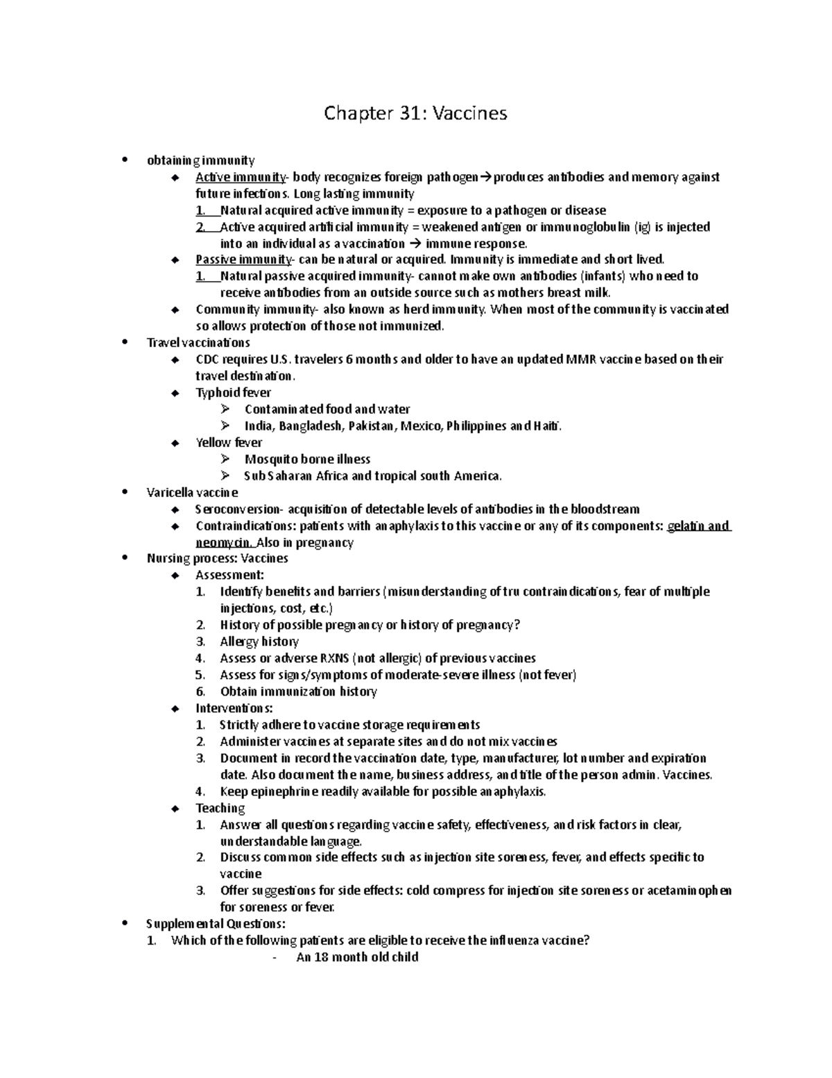 Chapter 31 vaccines - Lecture notes ch 31 - Chapter 31: Vaccines ...