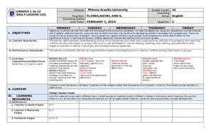 DLL- Sample English-6 Q2 W7 - GRADES 1 to 12 DAILY LESSON LOG School ...
