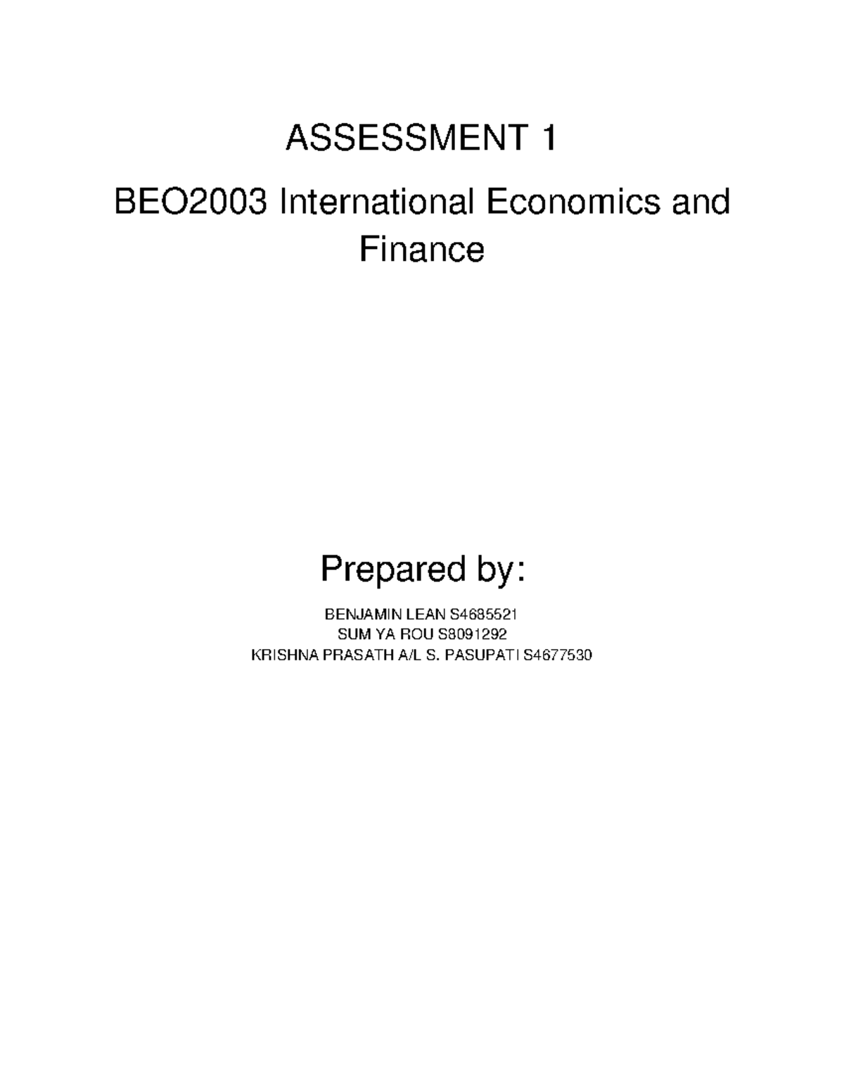 IEB Assessment 1 Research Report Plan Group 3 BEO2003 - ASSESSMENT 1 ...