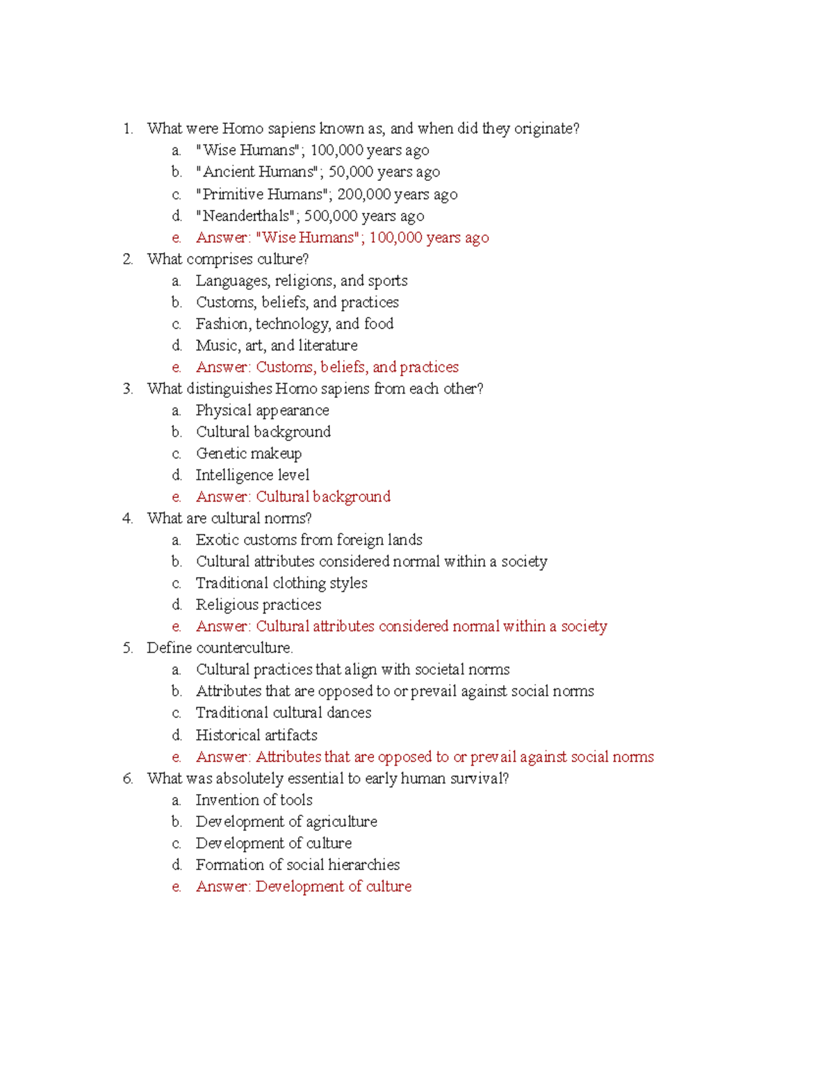 AESC2050 Exam #1 Practice Questions - What were Homo sapiens known as ...