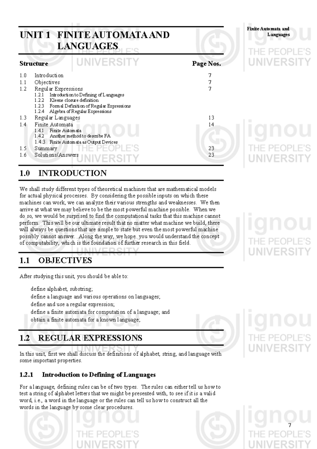 Unit 5 Finite Automata and Languages - **Finite Automata and** UNIT 1 FINITE AUTOMATA AND ...