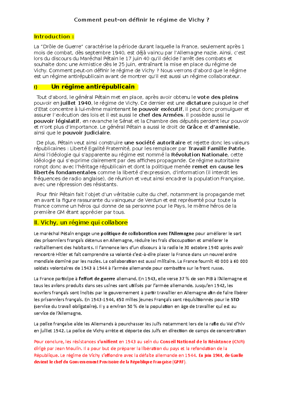Comment peut-on définir le régime de Vichy - Comment peut-on définir le ...