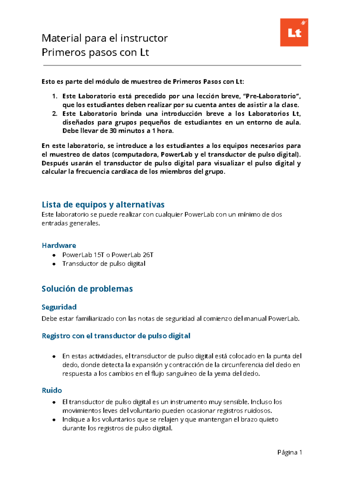 Primeros pasos con Lt – Material para el instructor (es-LA) v1.3.2 - Material para el instructor ...