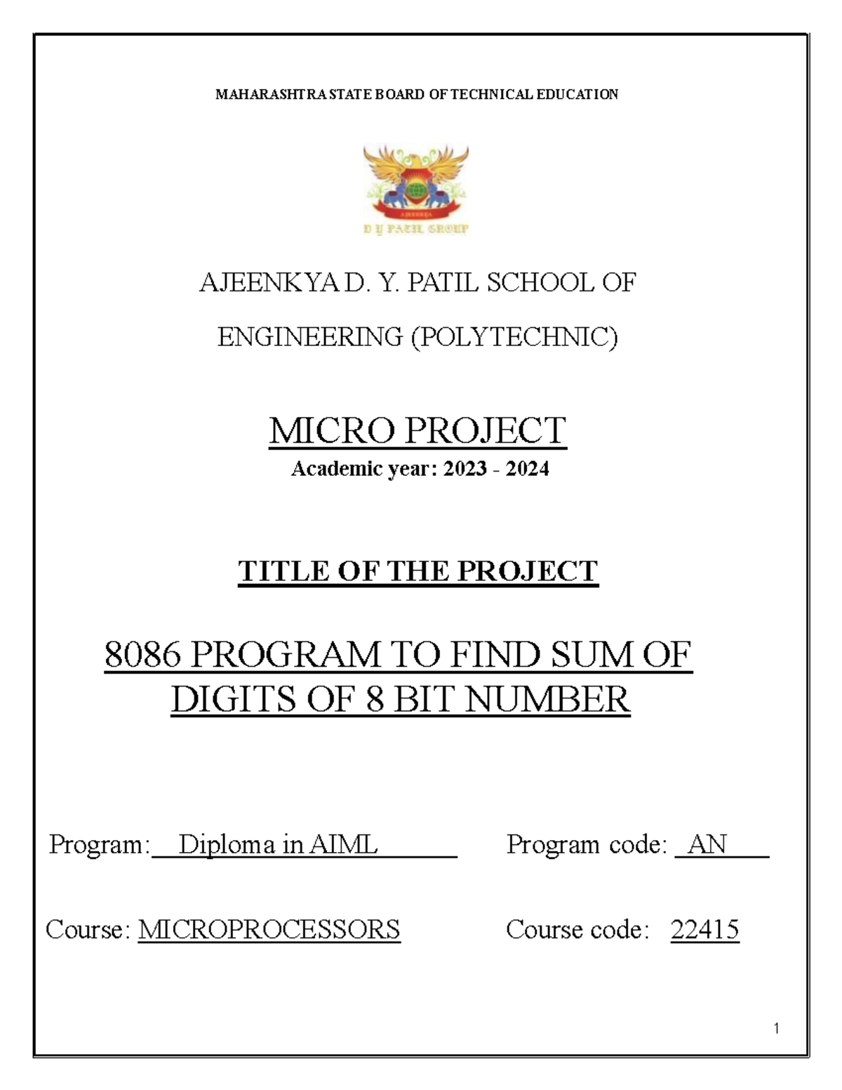 Micro Project - MIC Report - MAHARASHTRA STATE BOARD OF TECHNICAL ...