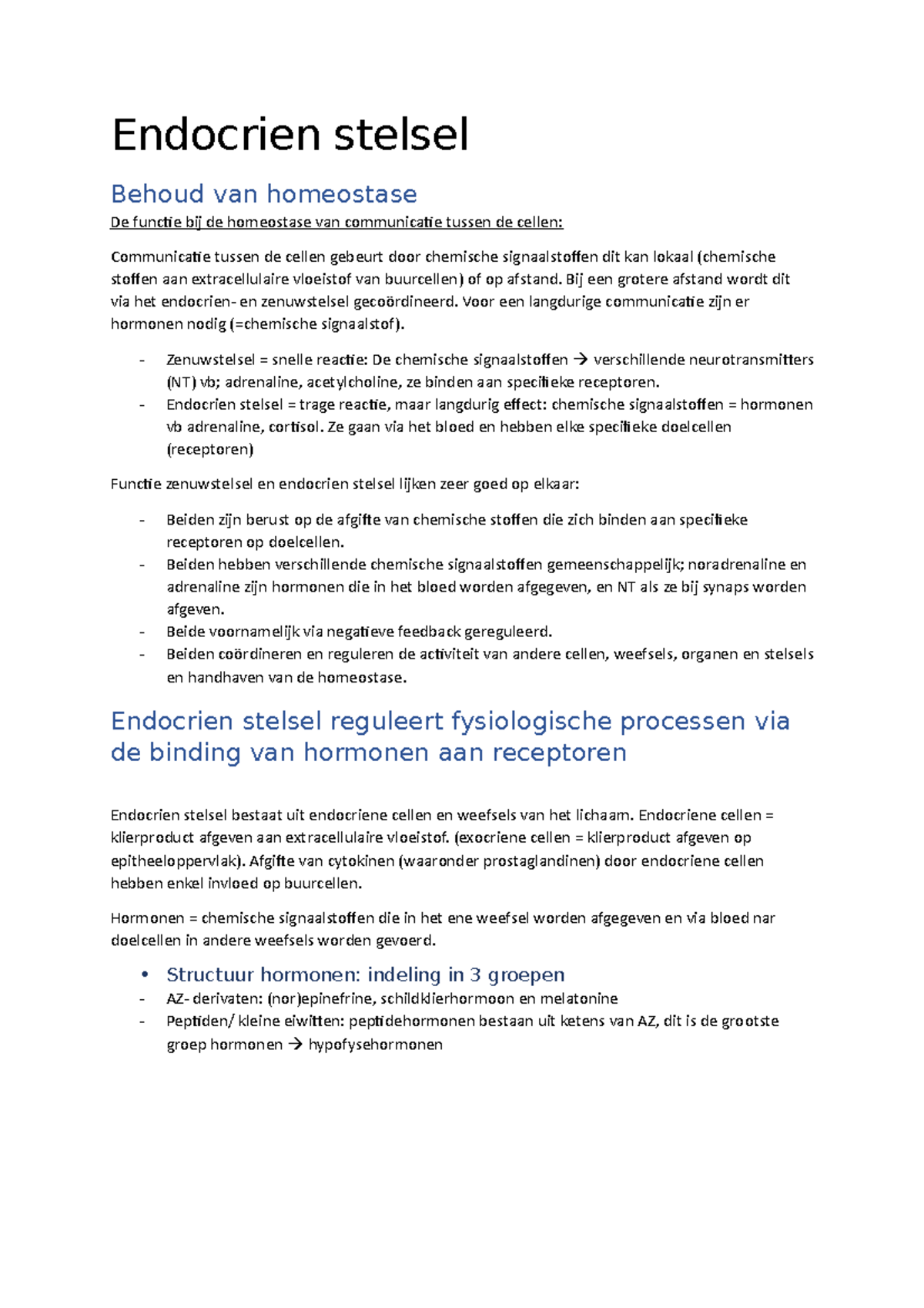 Endocrien stelsel - anatomie en fysiologie een inleiding - Endocrien ...