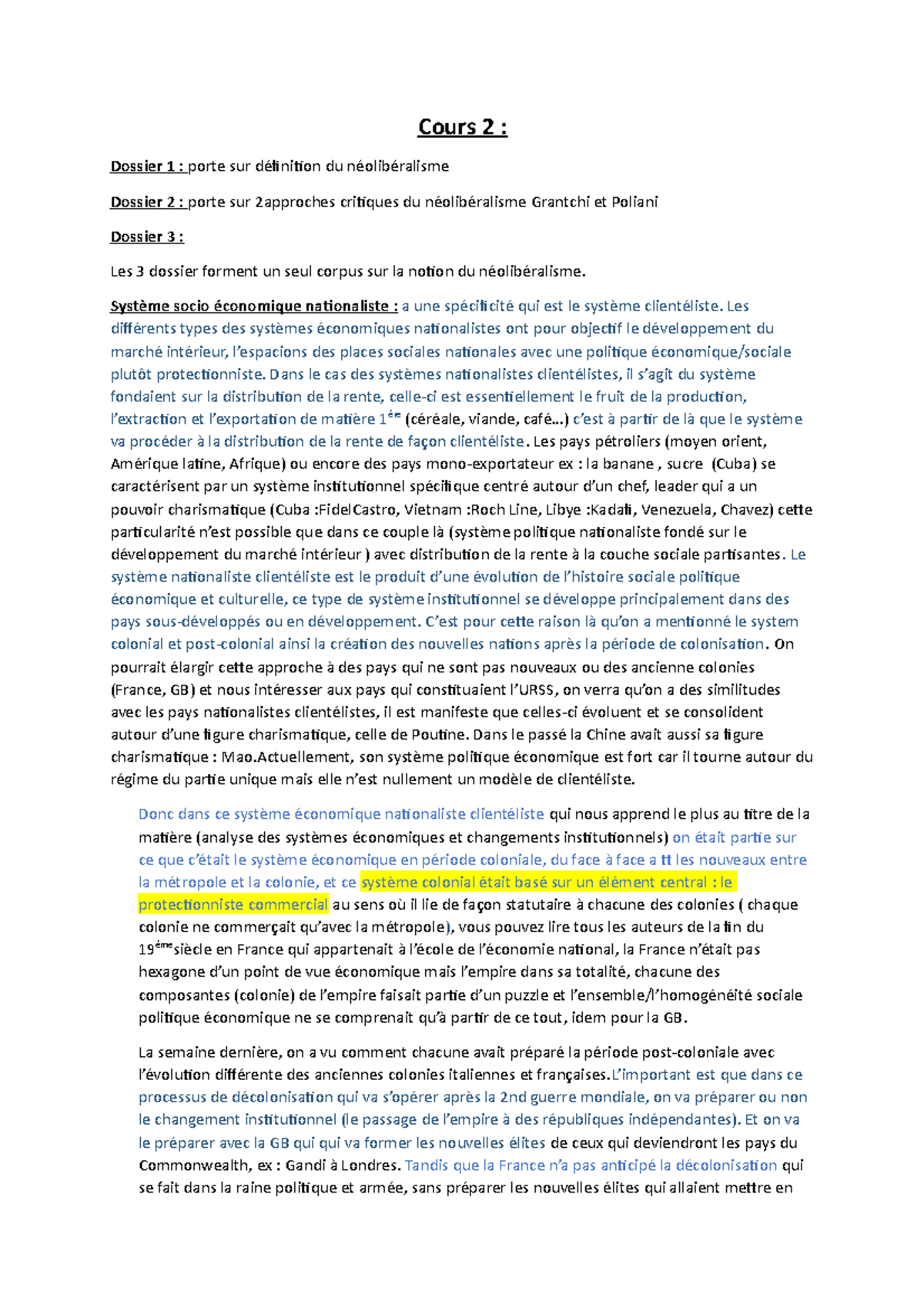 Séance 2 Analyse des systèmes économiques - Cours 2 : Dossier 1 : porte ...