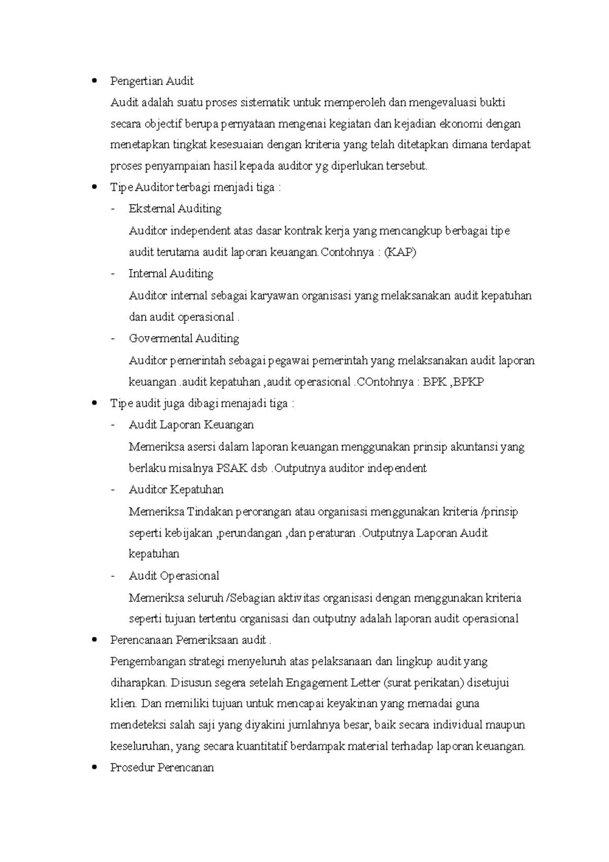 Learning Journal 1 - Resume Audit - Pengertian Audit Audit adalah suatu proses sistematik untuk ...