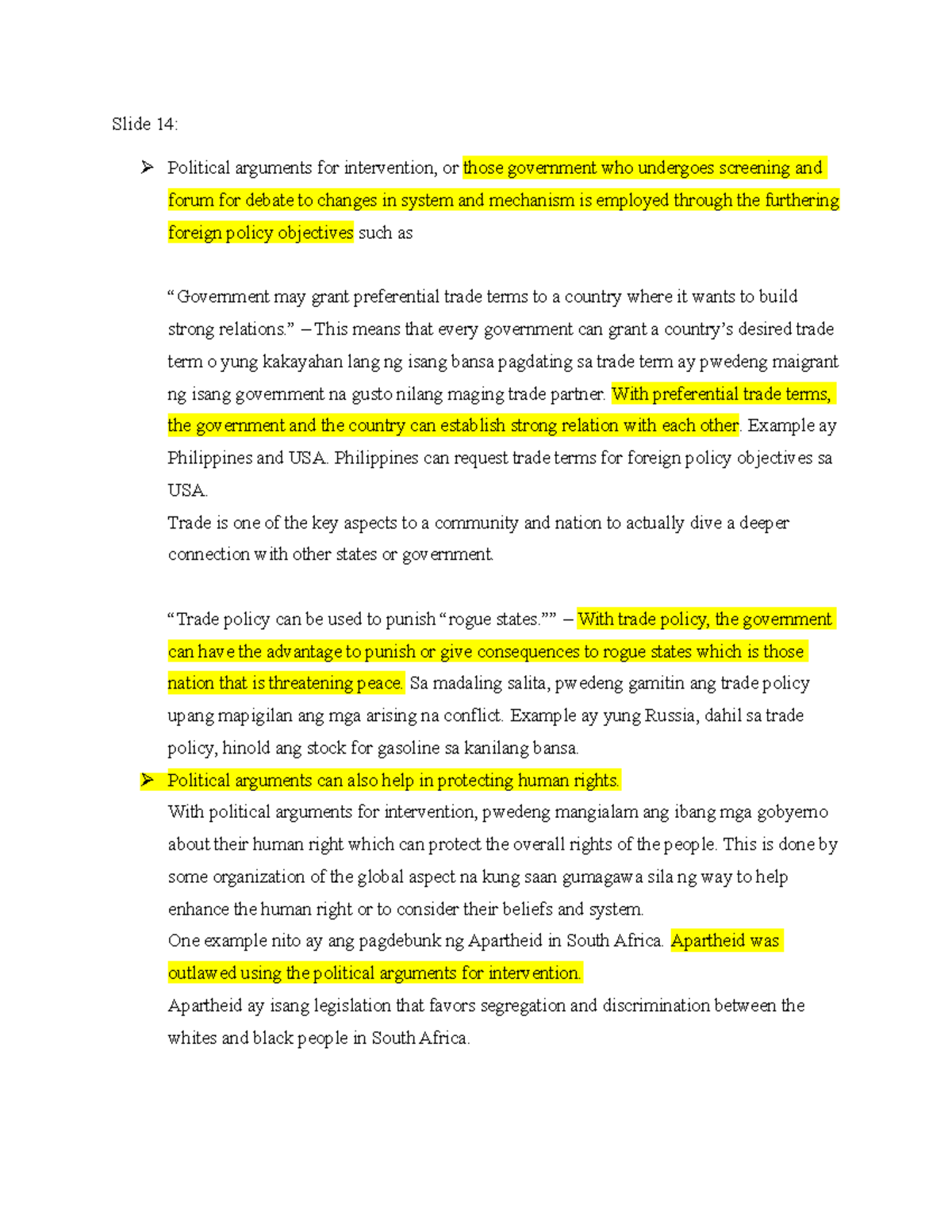 Slide 14 Explanation Angelica - Slide 14: Political arguments for ...