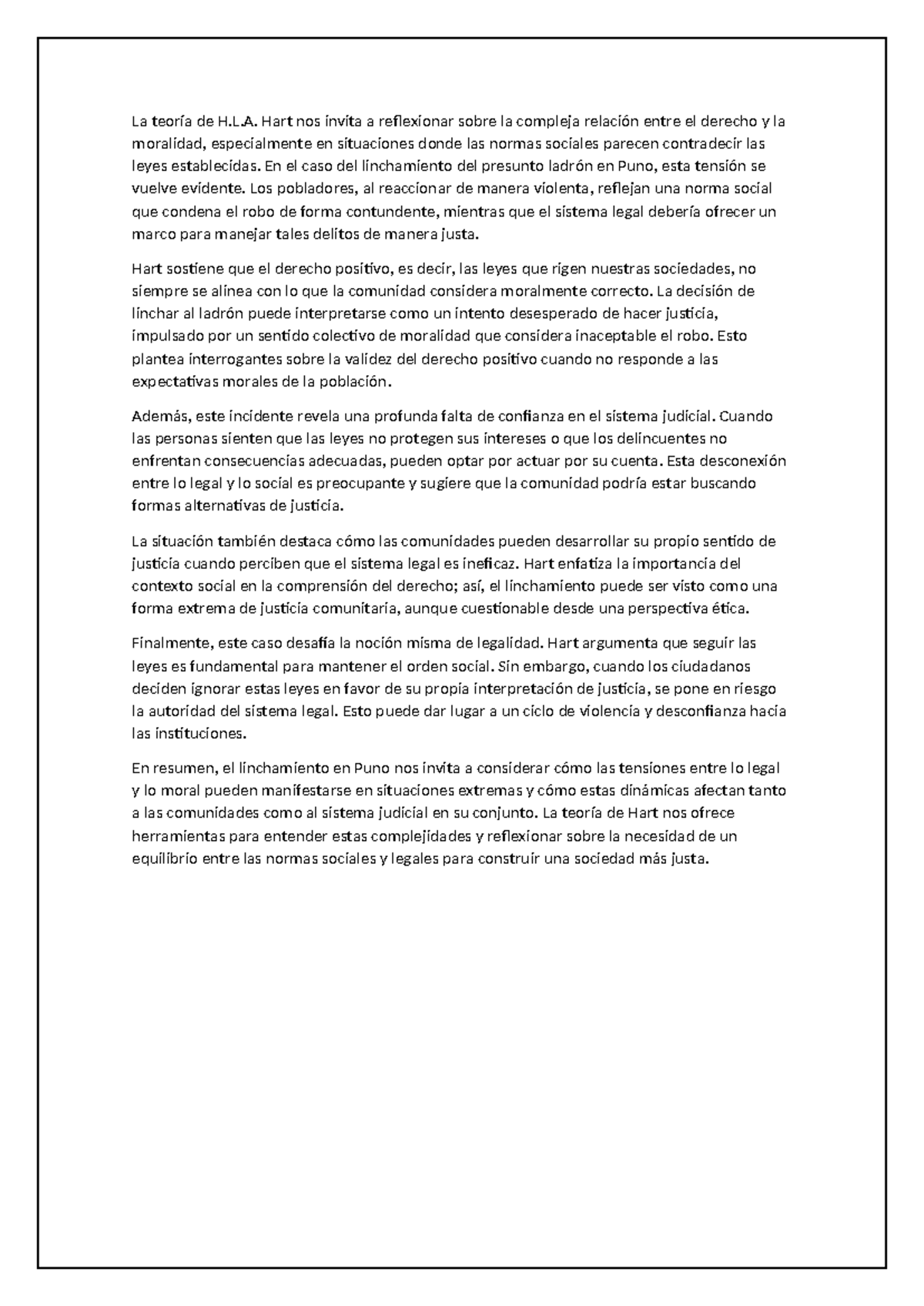 La teoría de H - Filosofía - La teoría de H.L. Hart nos invita a ...