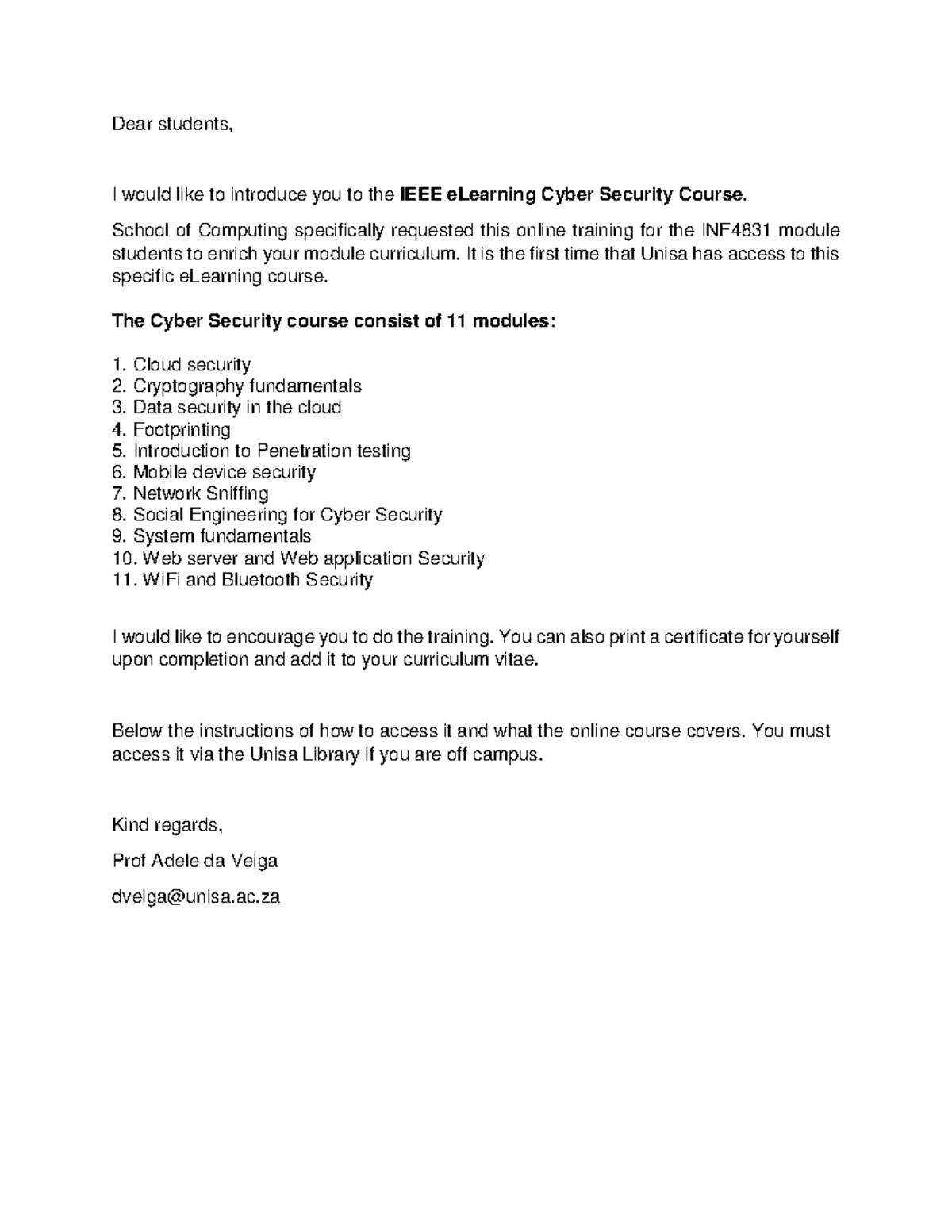 Announcement IEEE e Learning Cyber Security Introduction - Dear ...