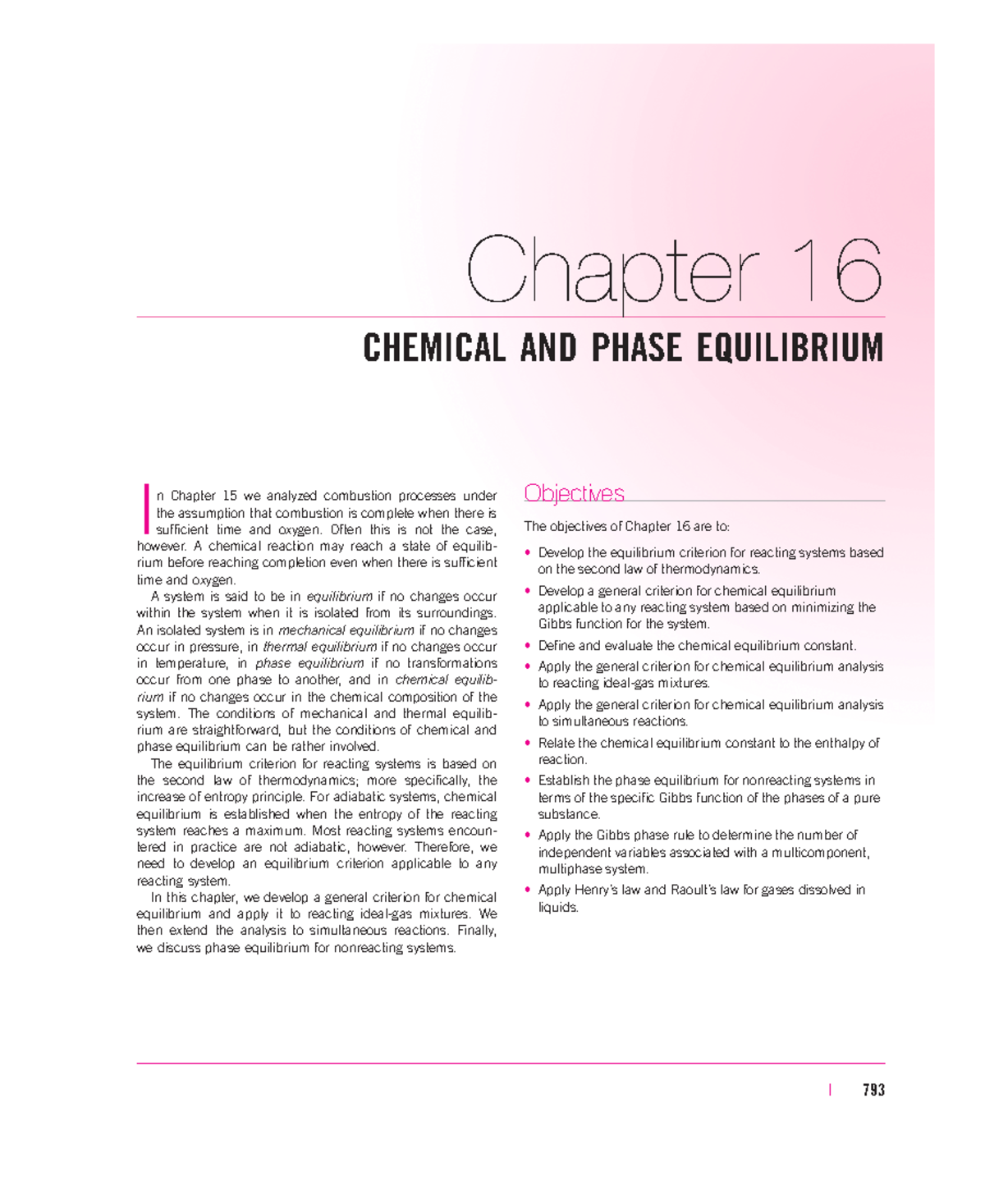 Chapter 16 - Chapter 16 CHEMICAL AND PHASE EQUILIBRIUM ####### | 793 I ...
