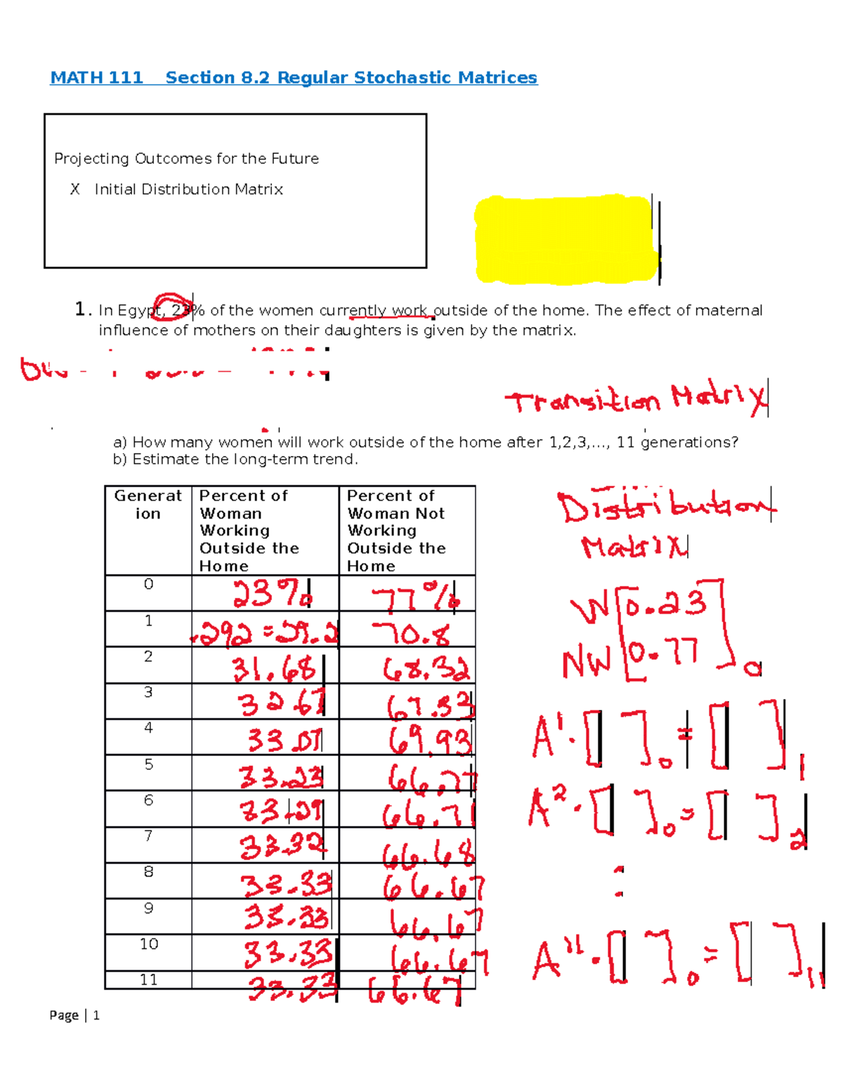 Section 8 2 Regular Stochastic Matrices Math 111 Section 8 Regular