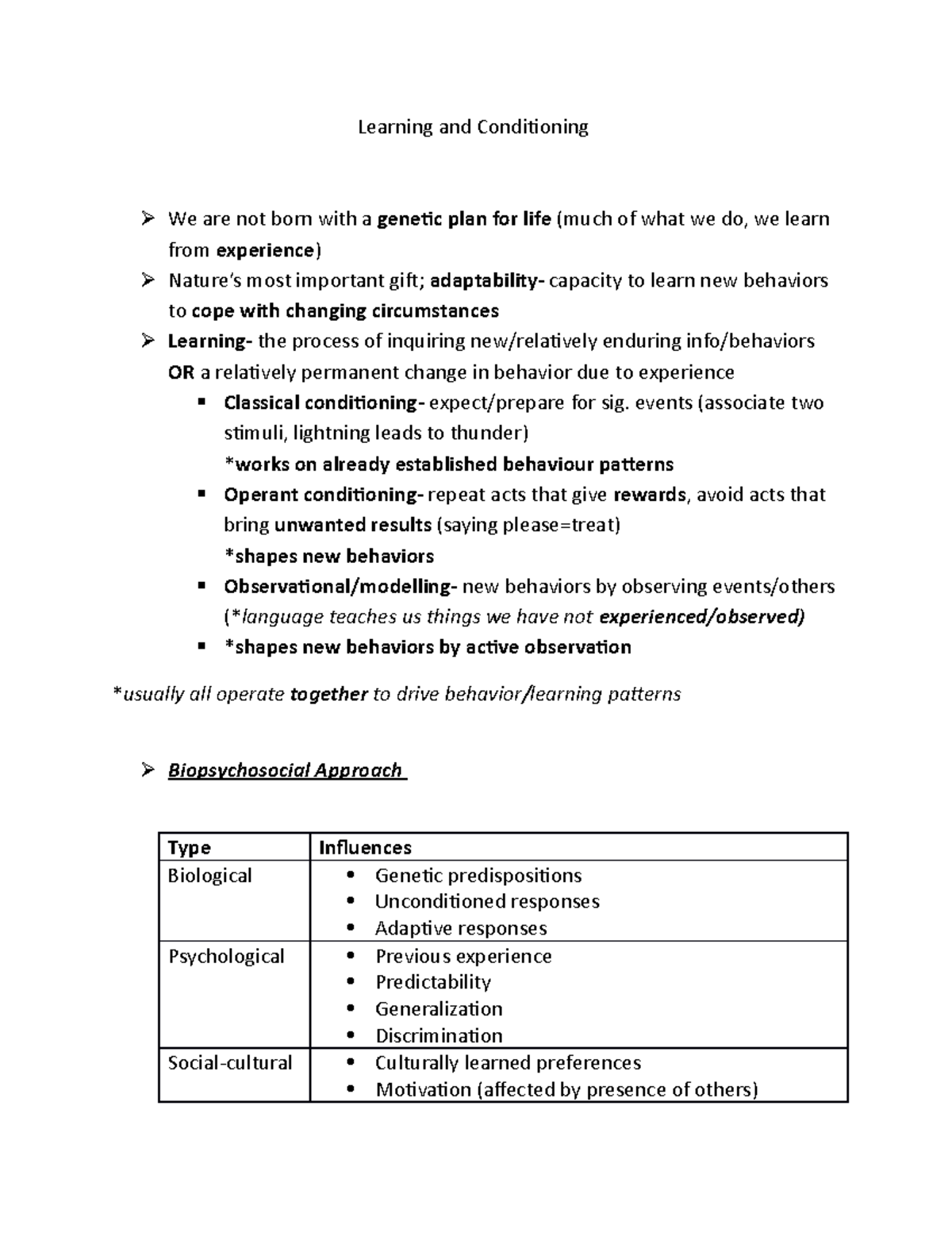 Learning and Conditioning Chapter 7 - Learning and Conditioning We are ...
