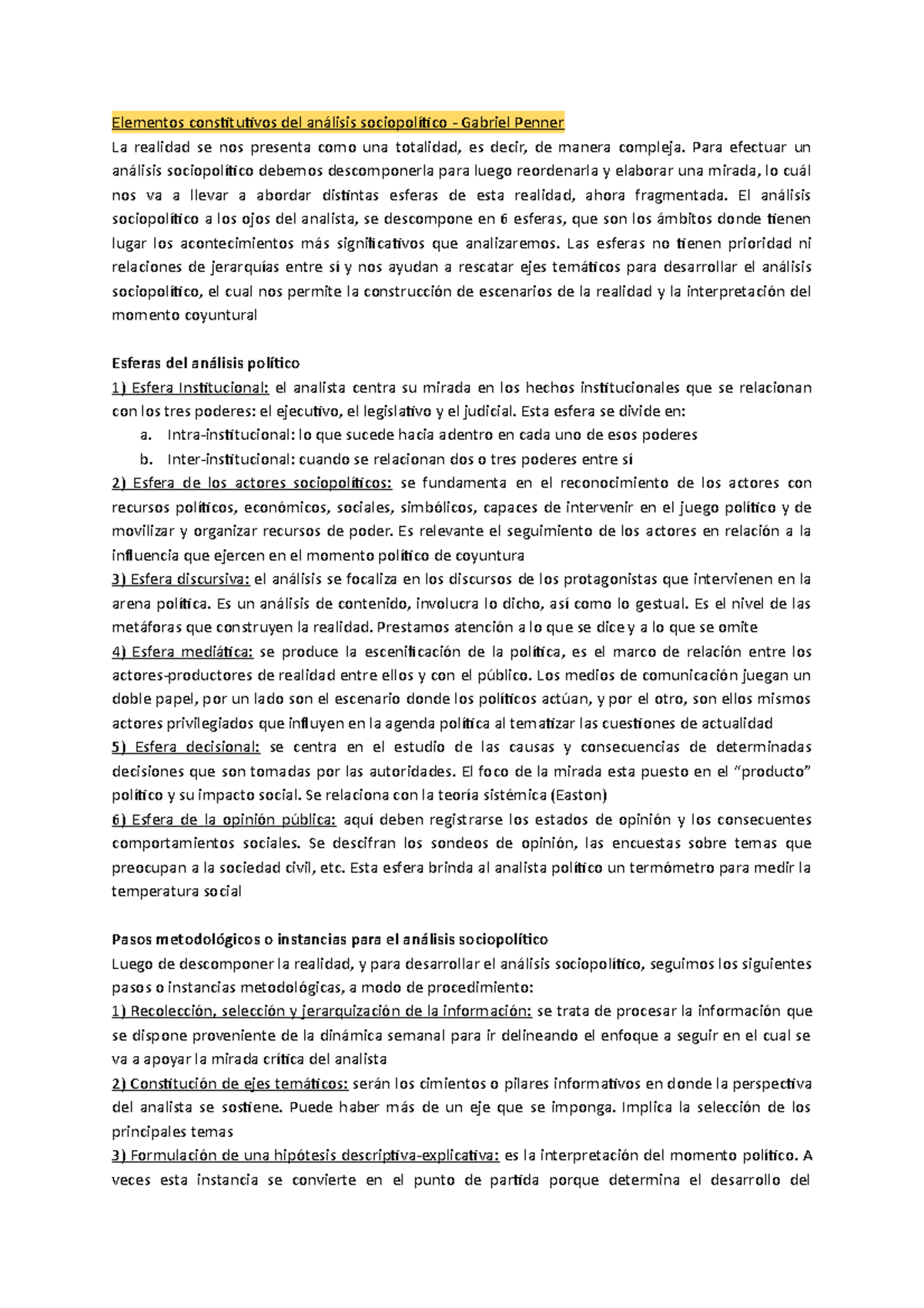 Resumen Primer Parcial - Elementos constitutivos del análisis ...