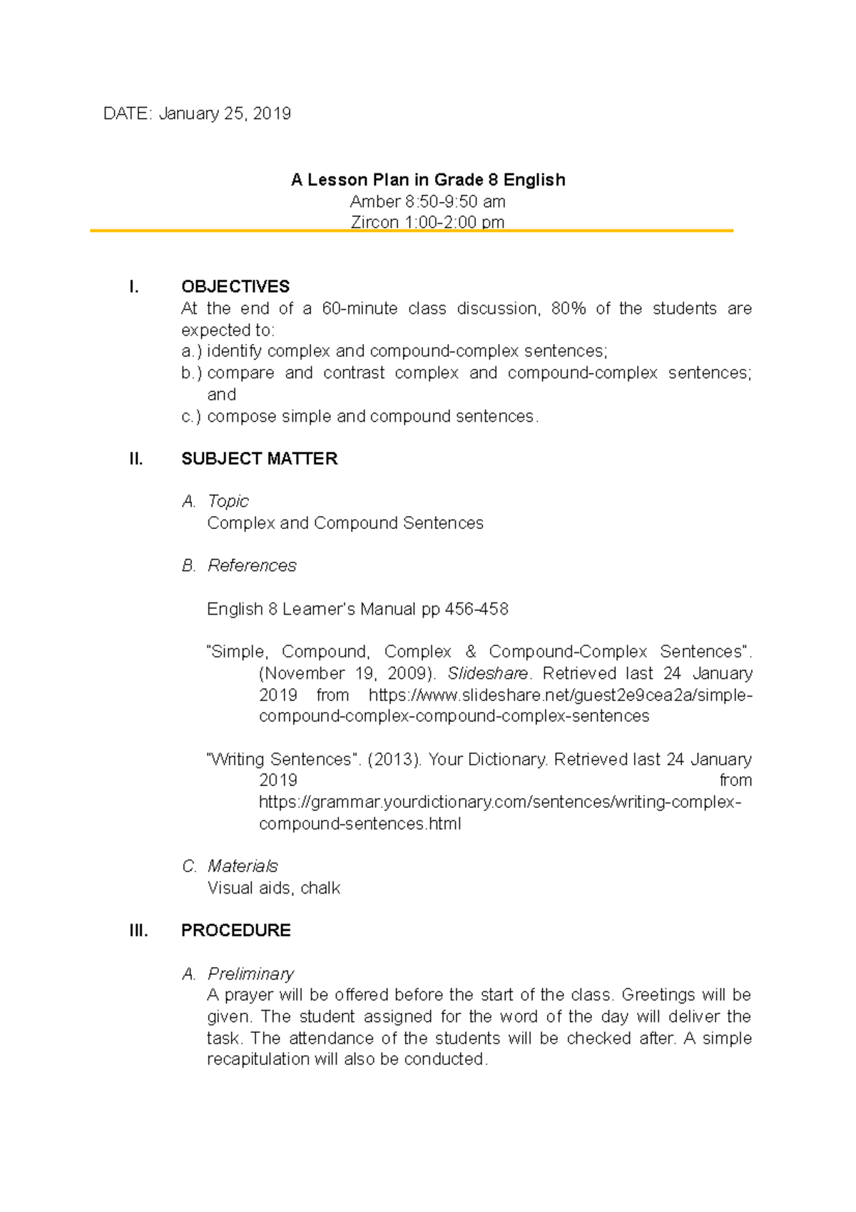 01-25-2018 Complex and Compound-Complex - DATE: January 25, 2019 A ...