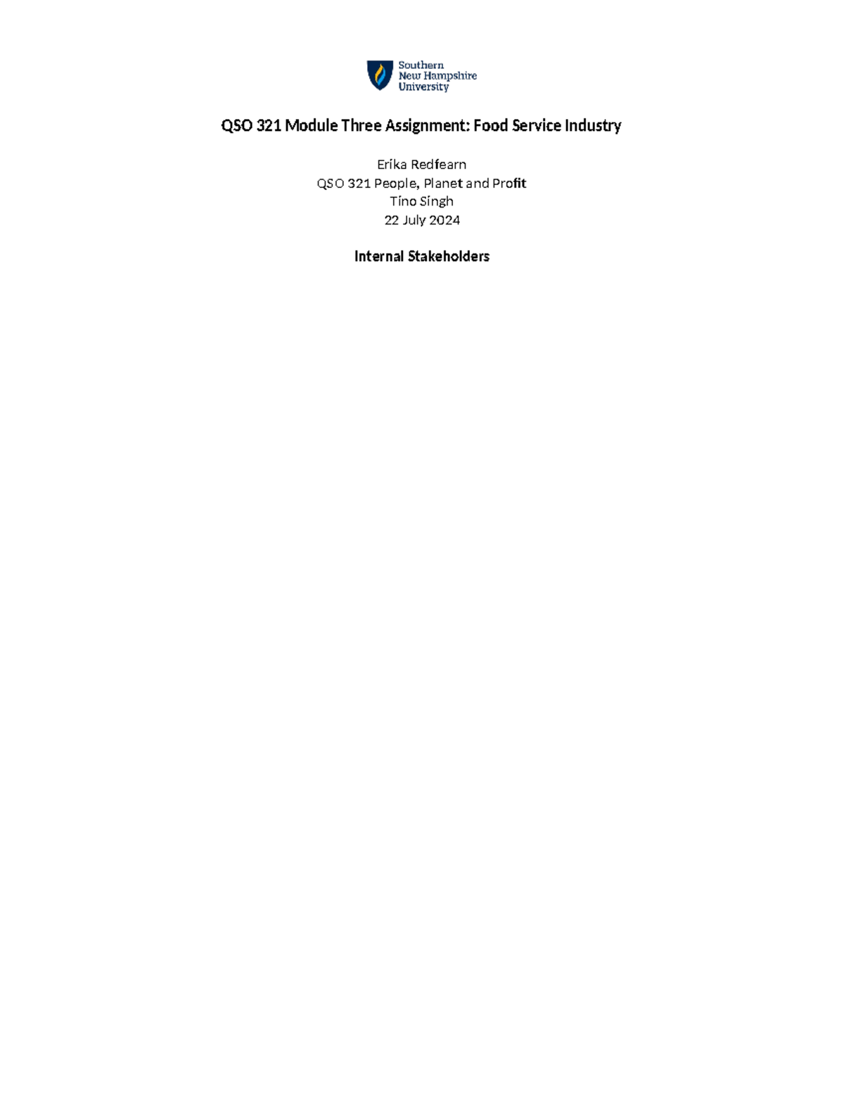 QSO 321 Module Three Assignment - Ensure employees are completing tasks ...