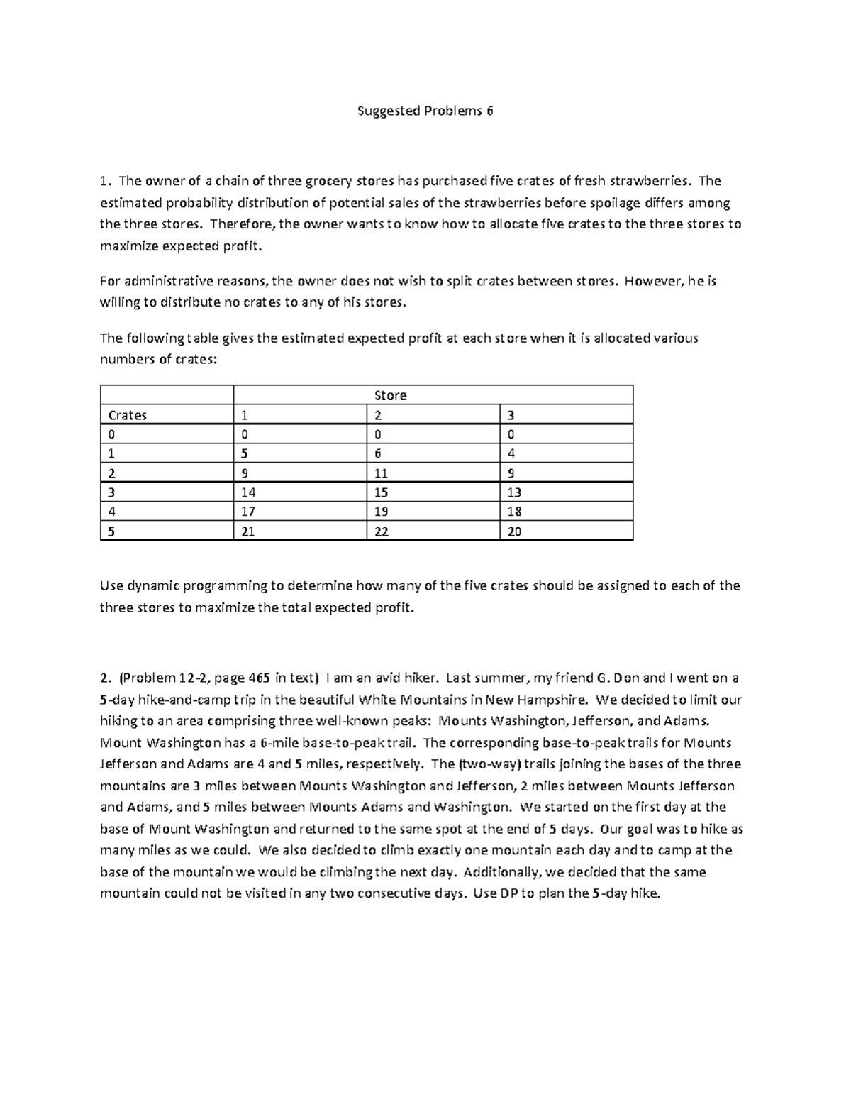 Suggested Problem Set 6 - Deterministic Dynamic Programming - Suggested ...