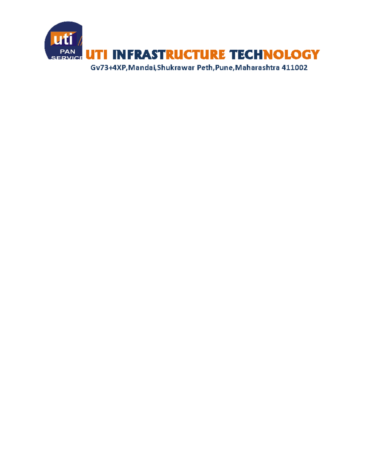 UTI INFRASTRUCTURE TECHNOLOGY AND SERVICE LIMITED - Bachelors in ...