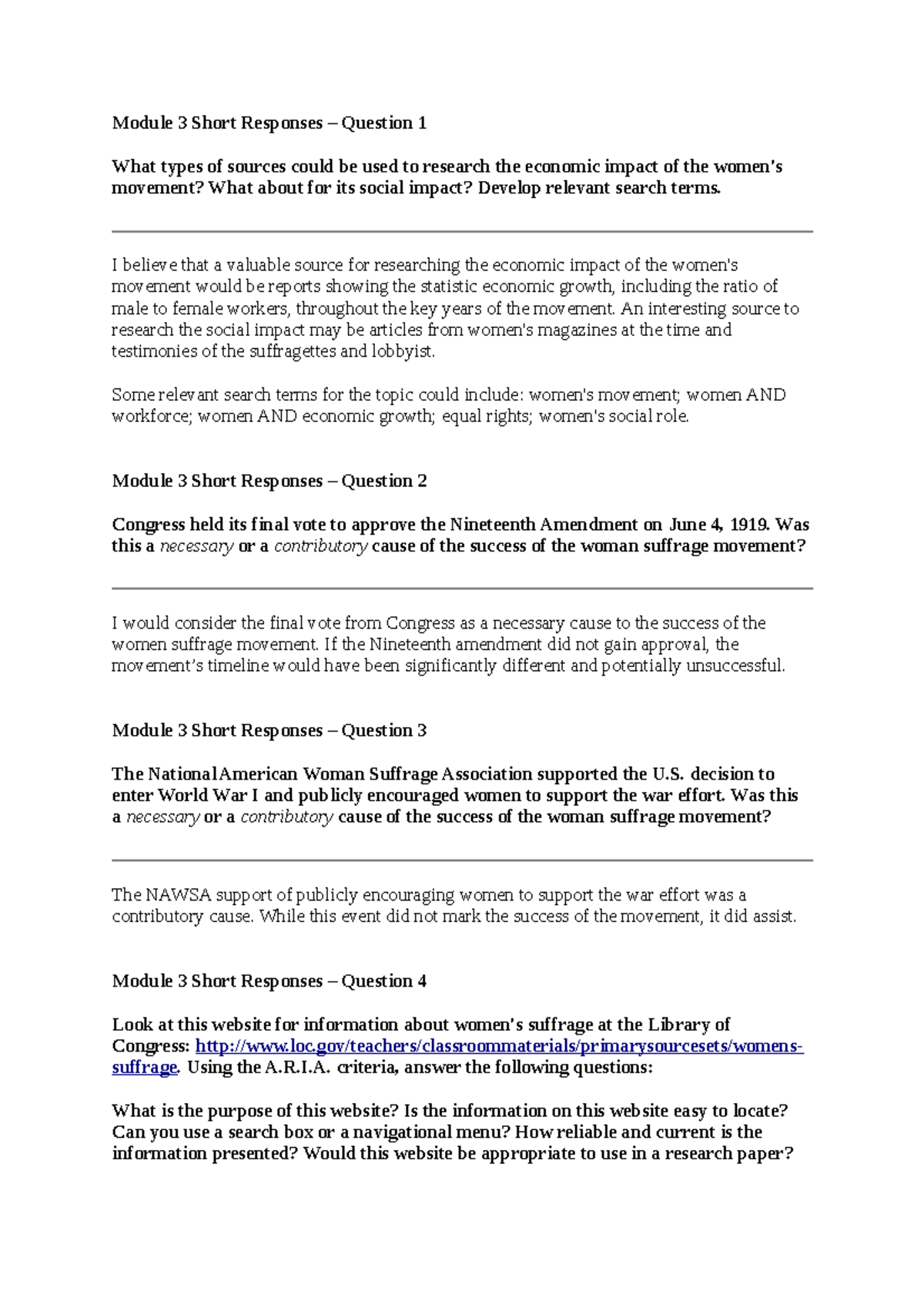 HIS 200-Applied History Module Three Short Responses - Module 3 Short ...
