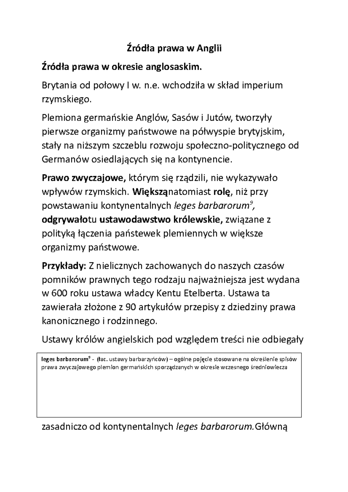 Źródła prawa w Anglii - Notatki z wykładu wszystkie - Źródła prawa w ...