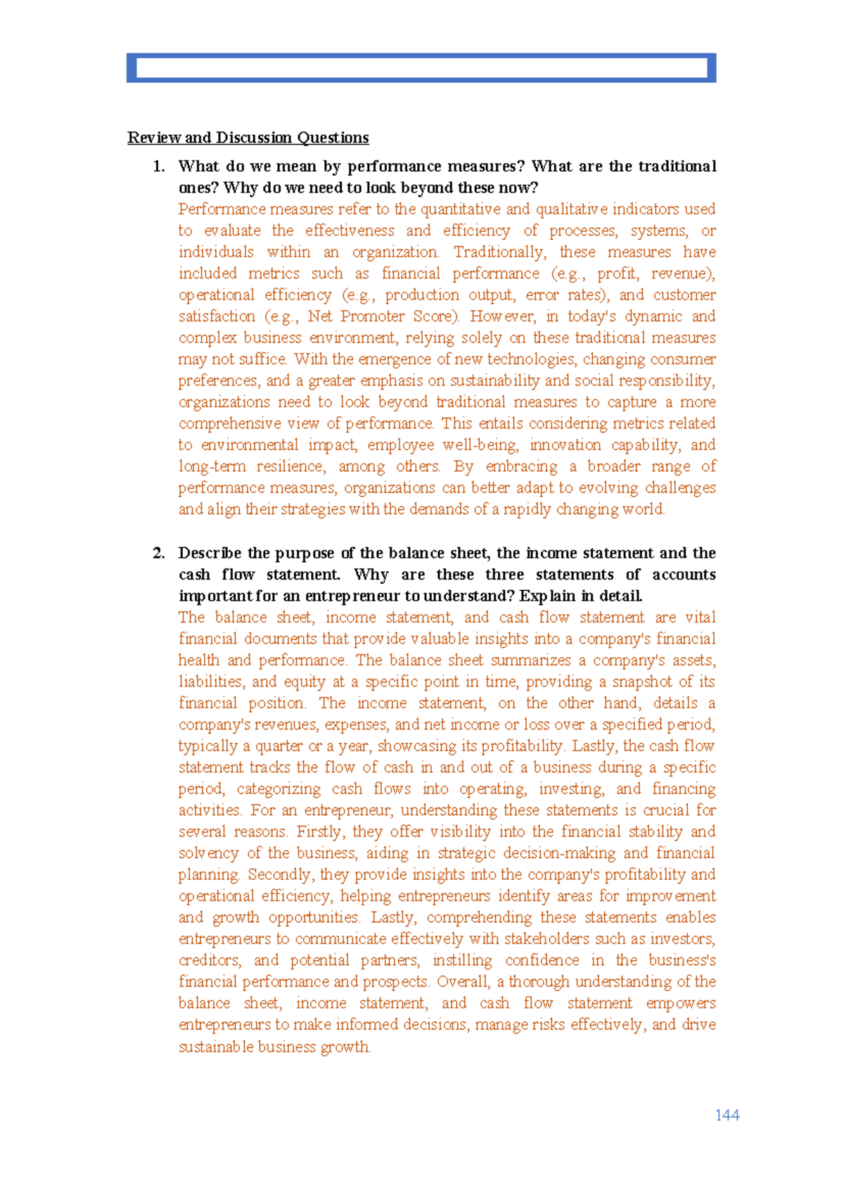 MG305 Tutorial Week 10 - Review and Discussion Questions 1. What do we ...