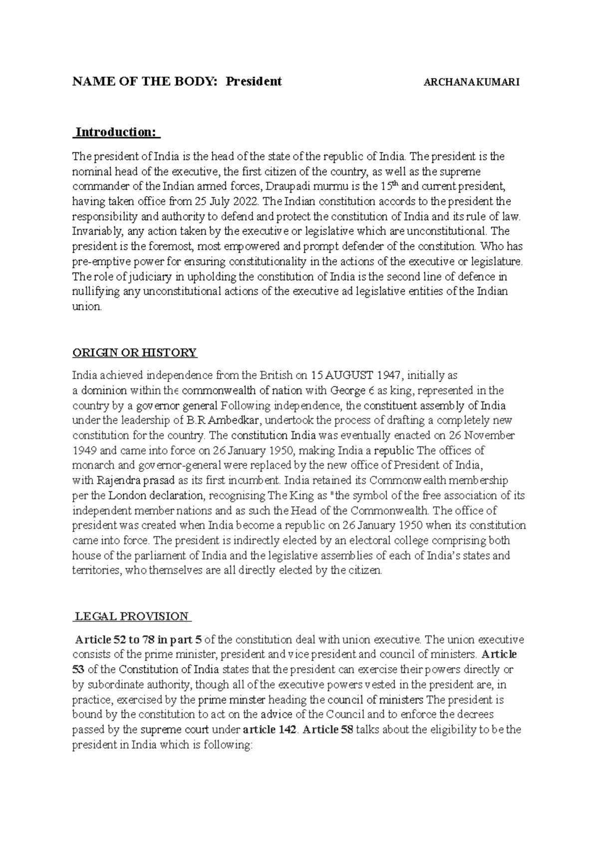 President - The president is the nominal head of the executive, the ...