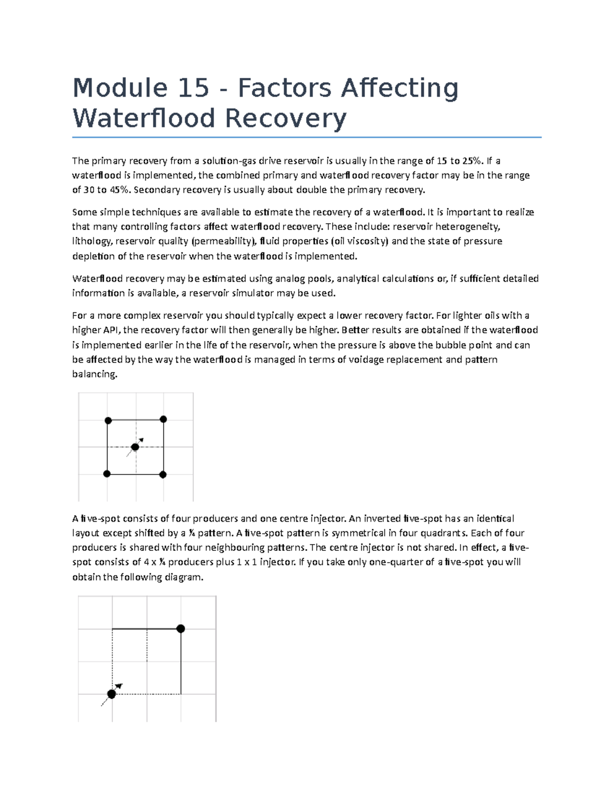 RESR 344 Module 15 - Factors Affecting Waterflood Recovery - RESR344 - SAIT Polytechnic - Studocu