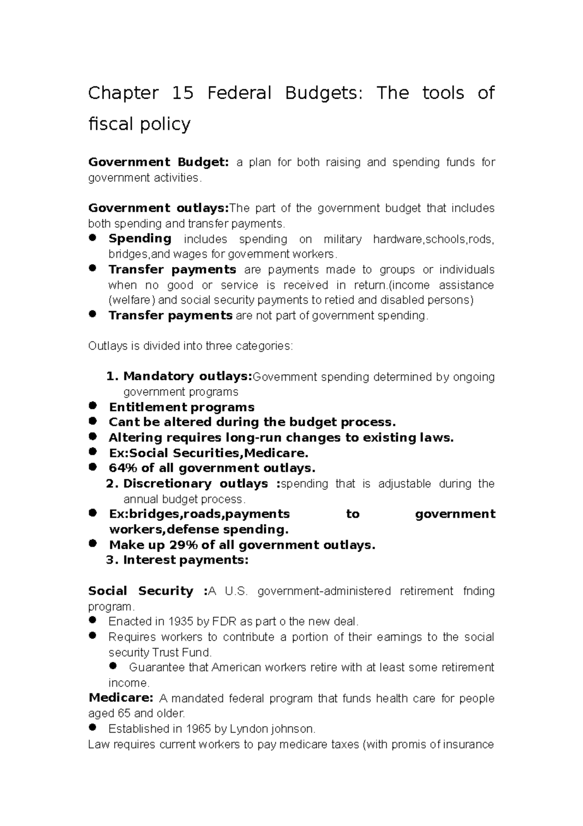 Chapter 15 Federal Budgets - Chapter 15 Federal Budgets: The tools of ...