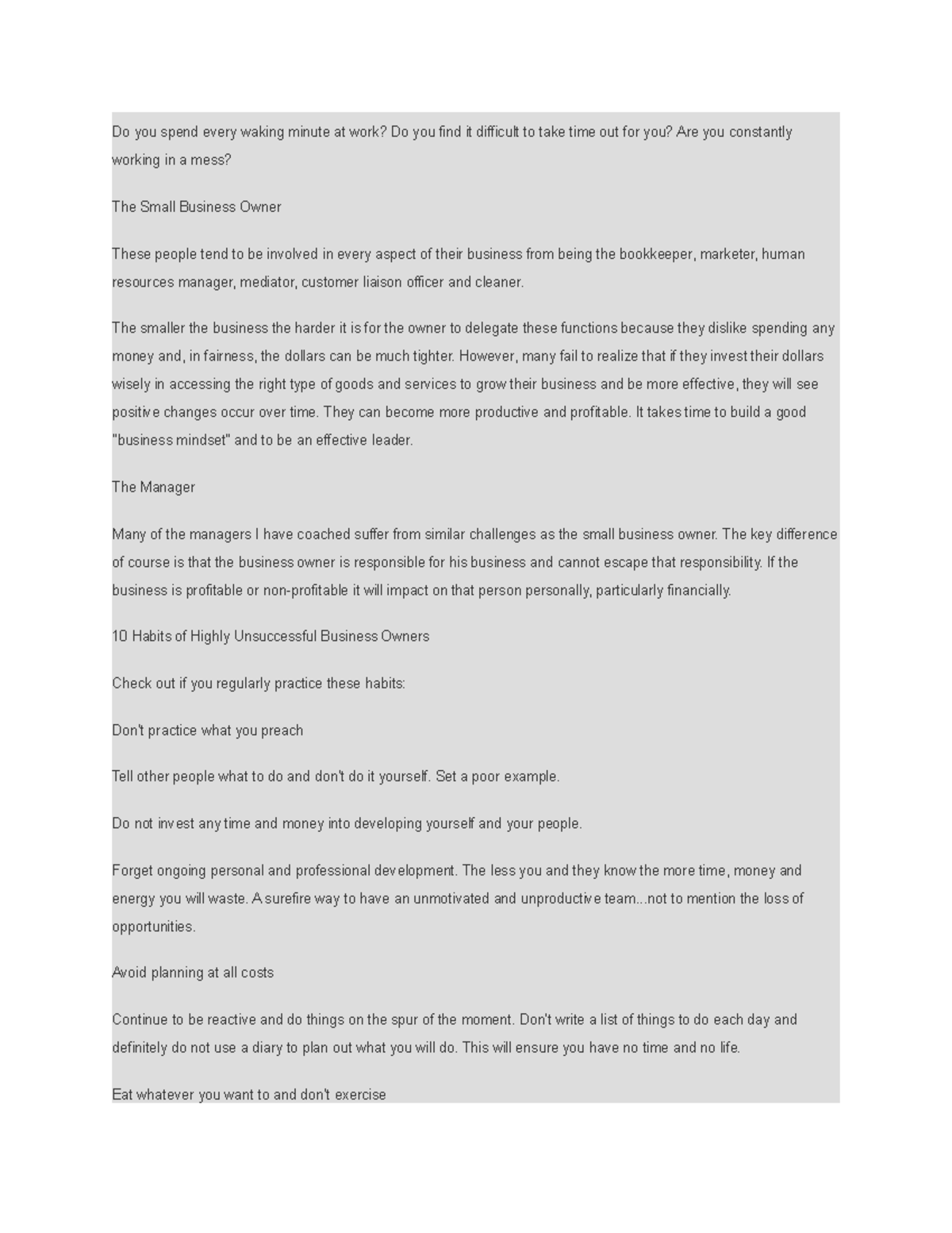 New Microsoft Word Document - Do you spend every waking minute at work ...