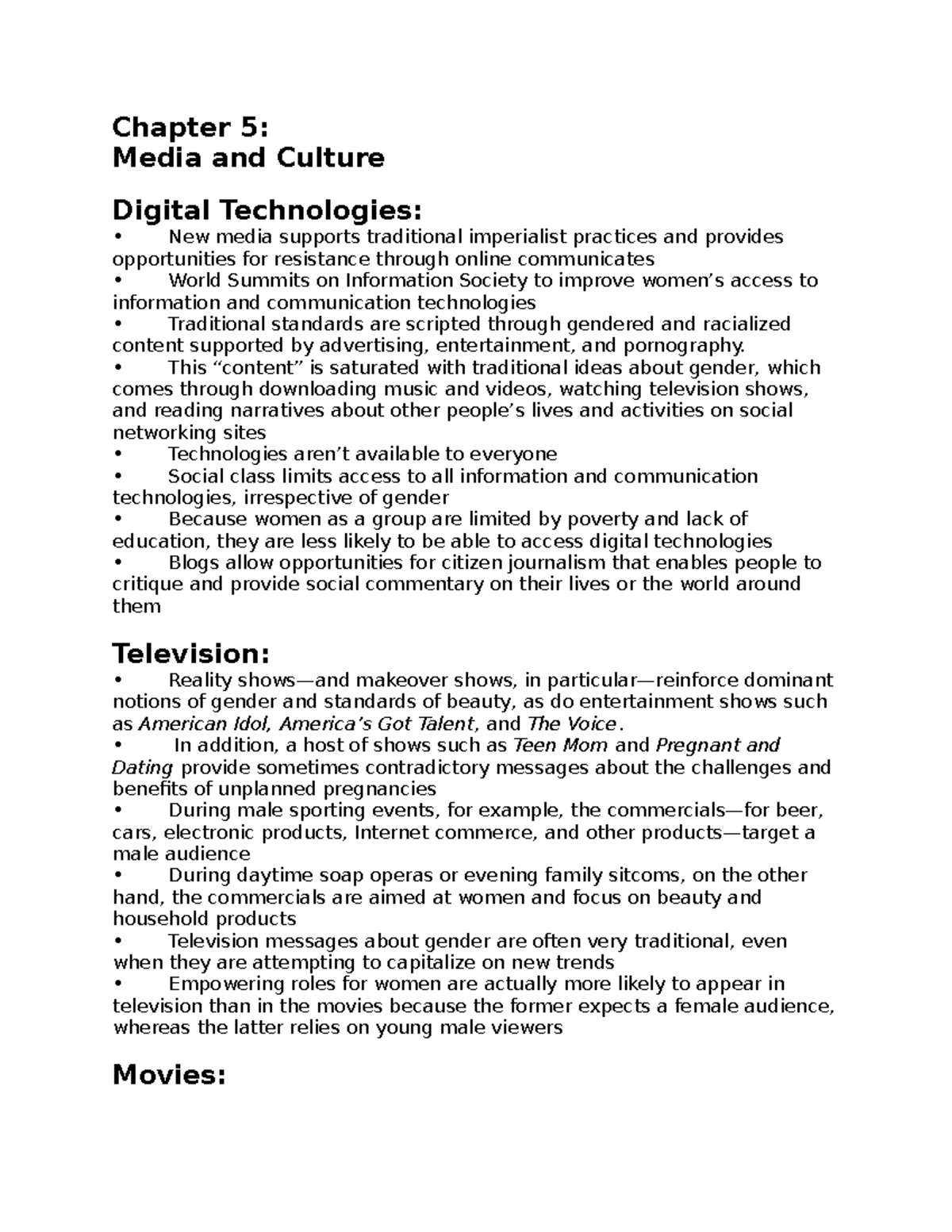Chapter 5- Media and Culture - Chapter 5: Media and Culture Digital ...