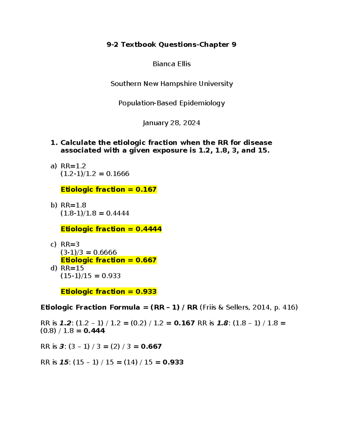 Week 9 hapter question post population based epi - 9-2 Textbook ...