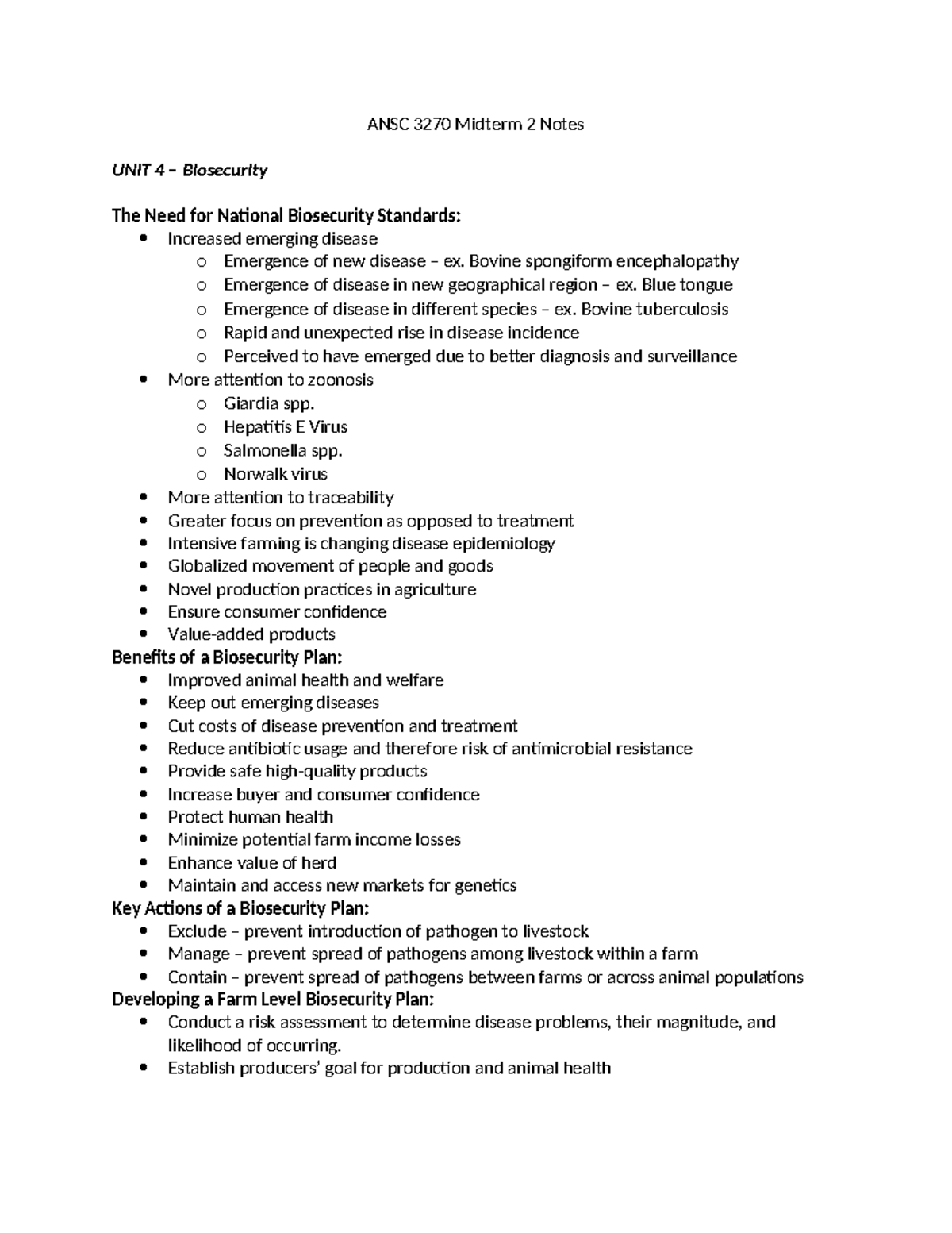 ANSC 3270 Midterm 2 Notes - ANSC 3270 Midterm 2 Notes UNIT 4 ...