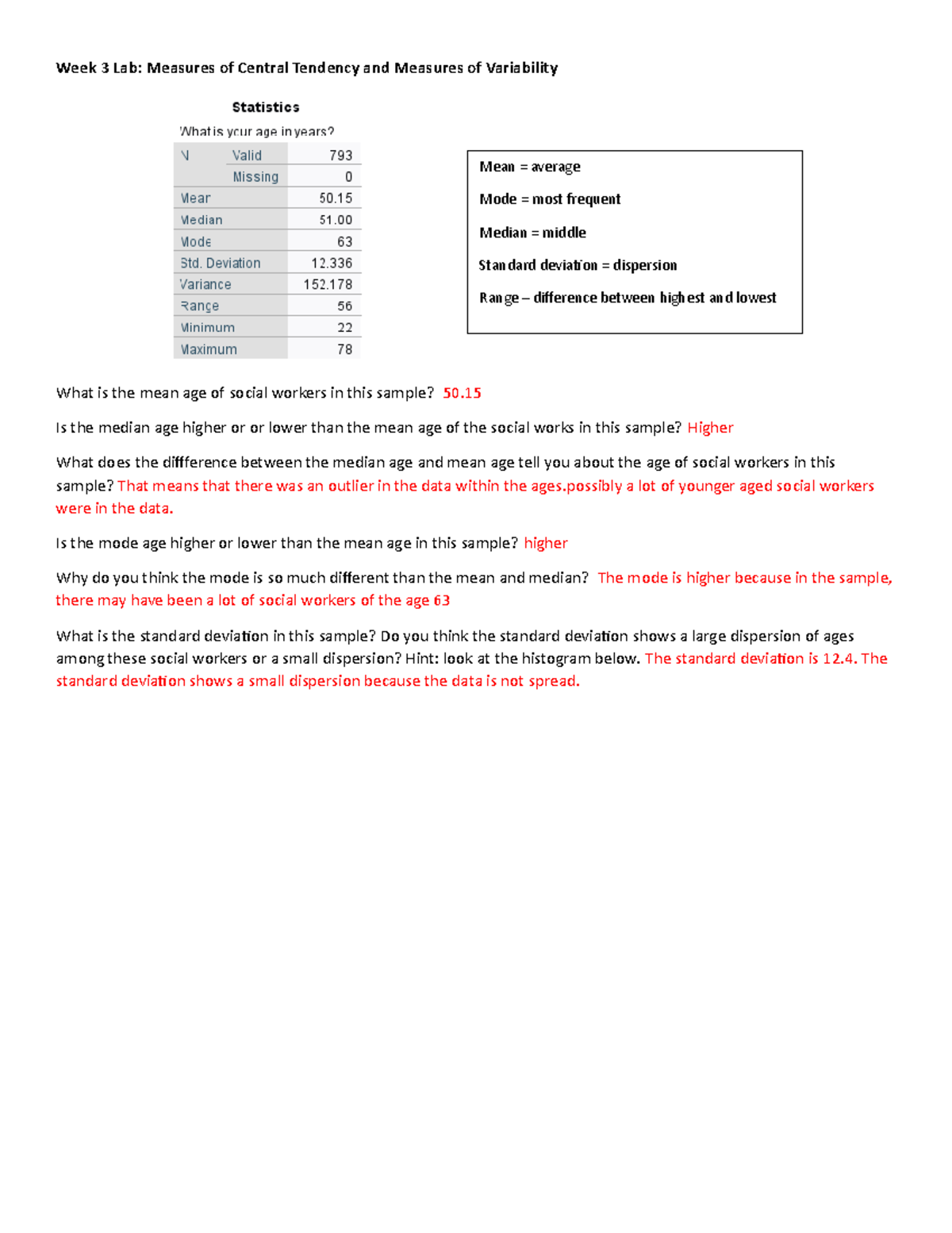Week 3 Lab Measures of Central Tendency and Measures of Variability ...