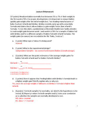 Lecture 9 Homework - BUSN 231 - Lecture 9 Homework (40 points) A ...